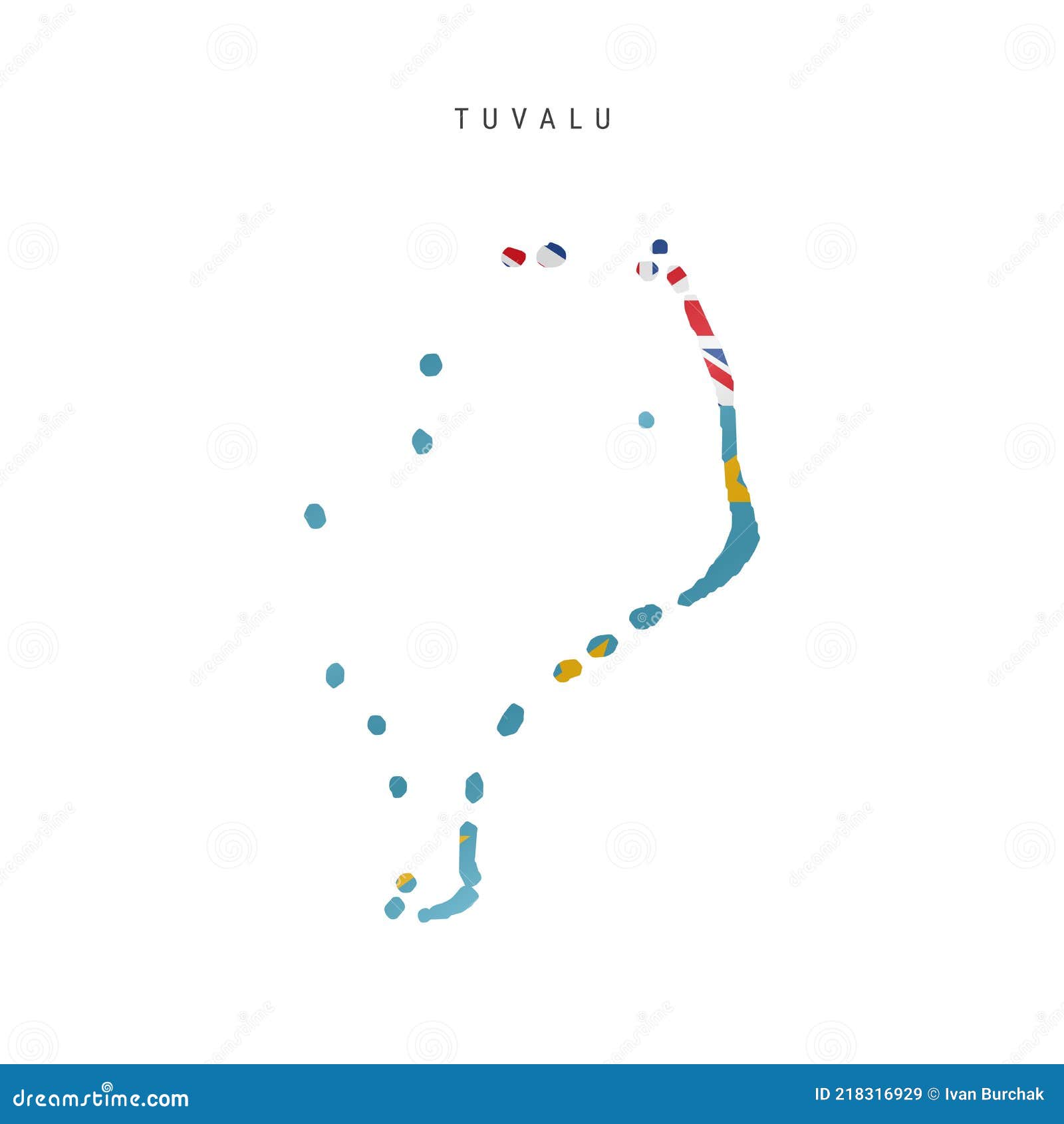 Tuvalu Vector Map Isolated On White Background. High-Detailed Black ...