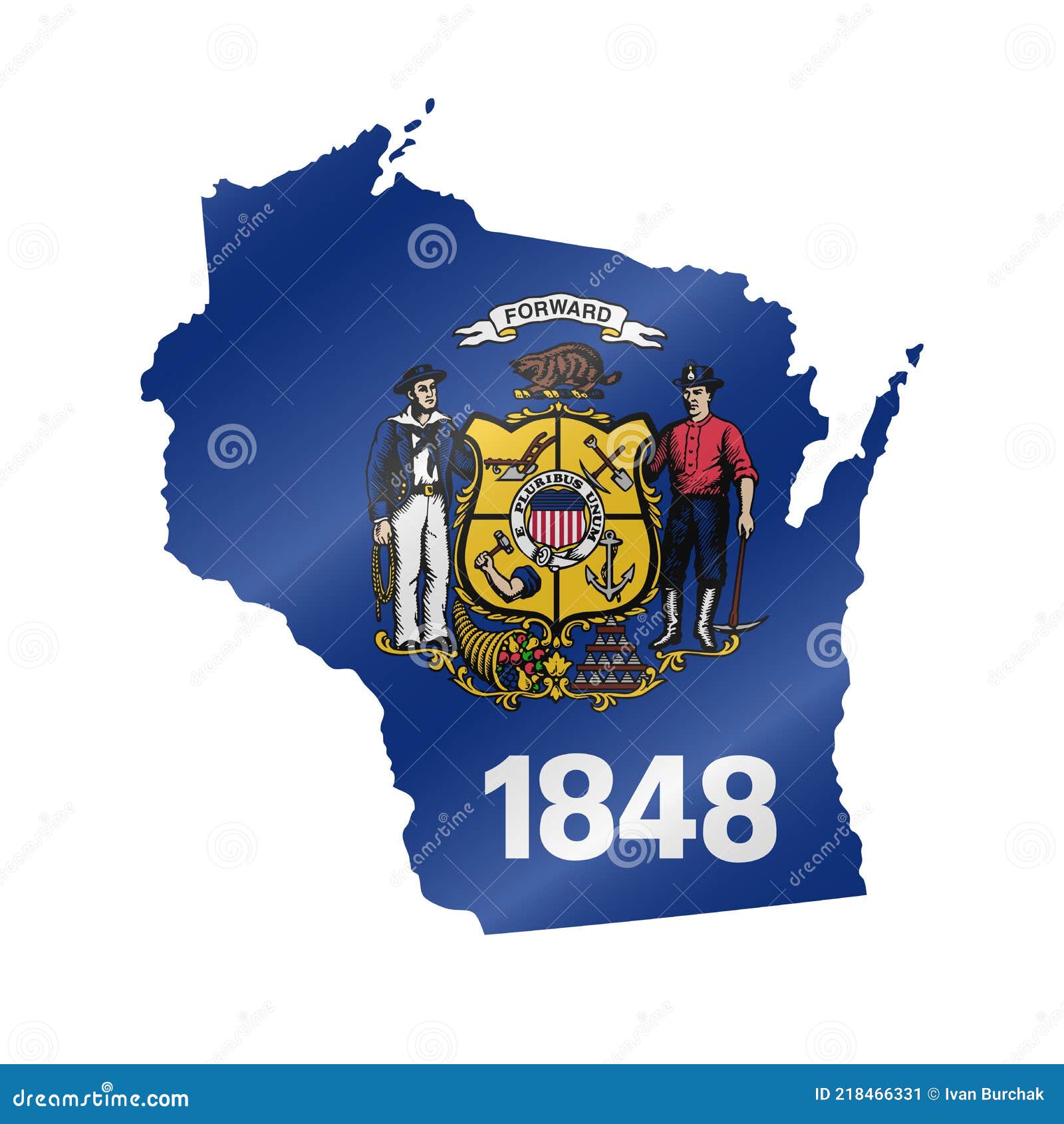 Waving Flag Map of Wisconsin. Vector Illustration Stock Vector ...