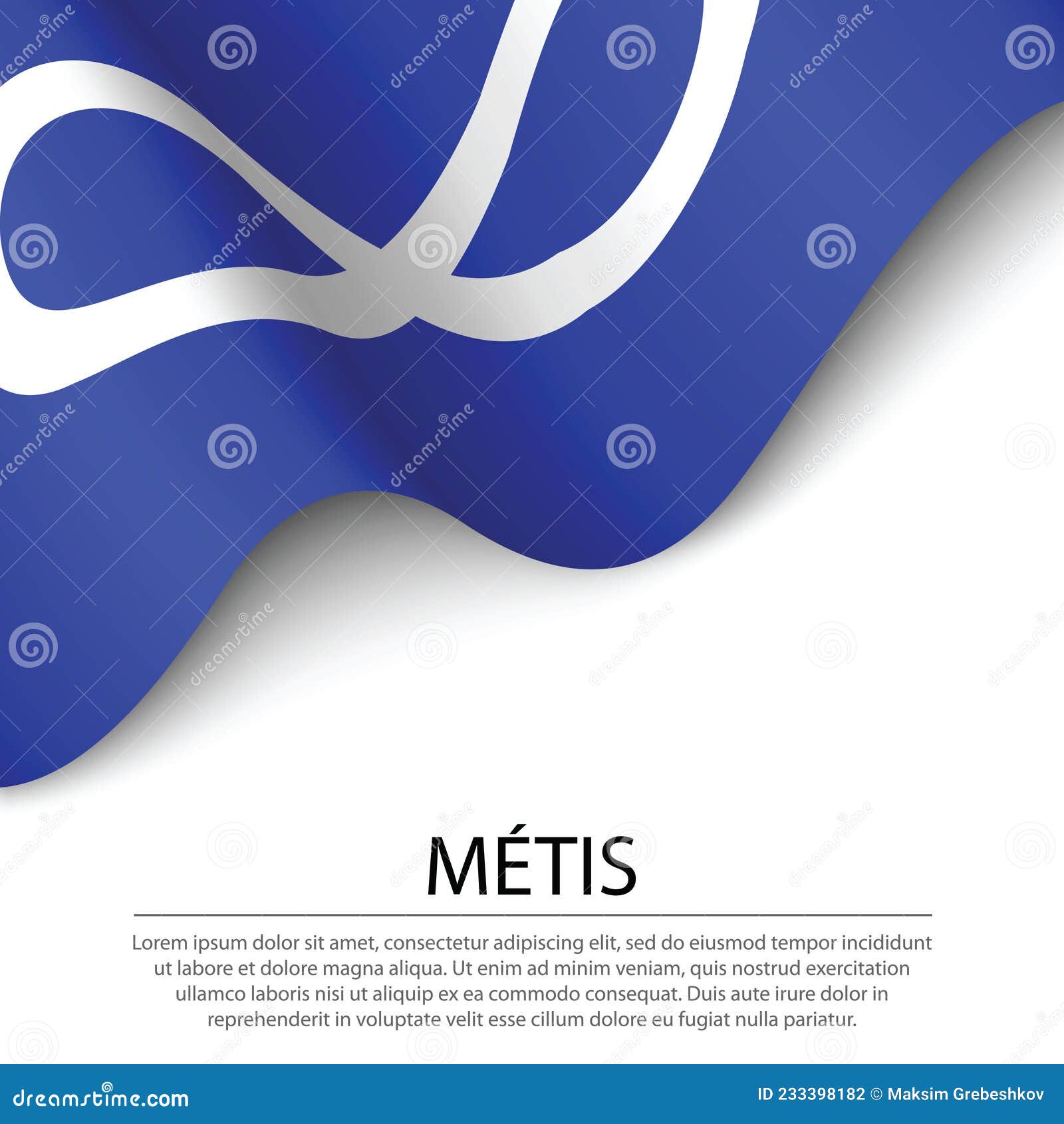 Waving Flag of Metis on White Background. Banner or Ribbon Temp Stock ...