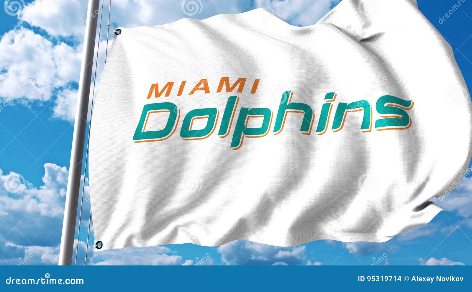 Waving Flag With Miami Dolphins Professional Team Logo. Editorial 3D ...