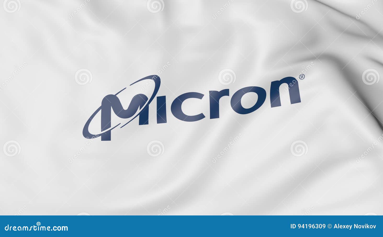 Waving Flag with Micron Technology Logo. Editorial 3D Rendering ...