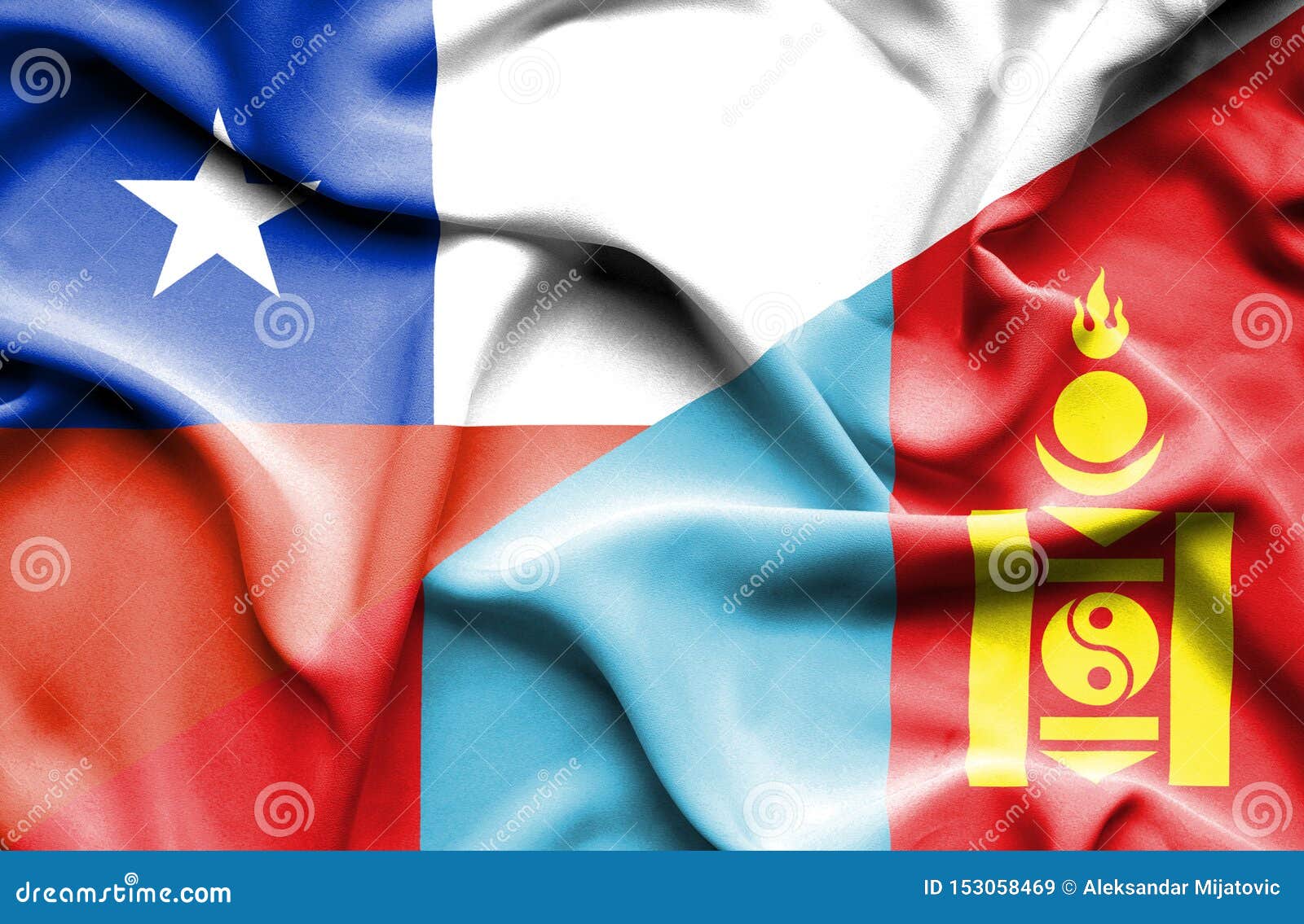 Waving Flag of Mongolia and Chile Stock Illustration - Illustration of ...