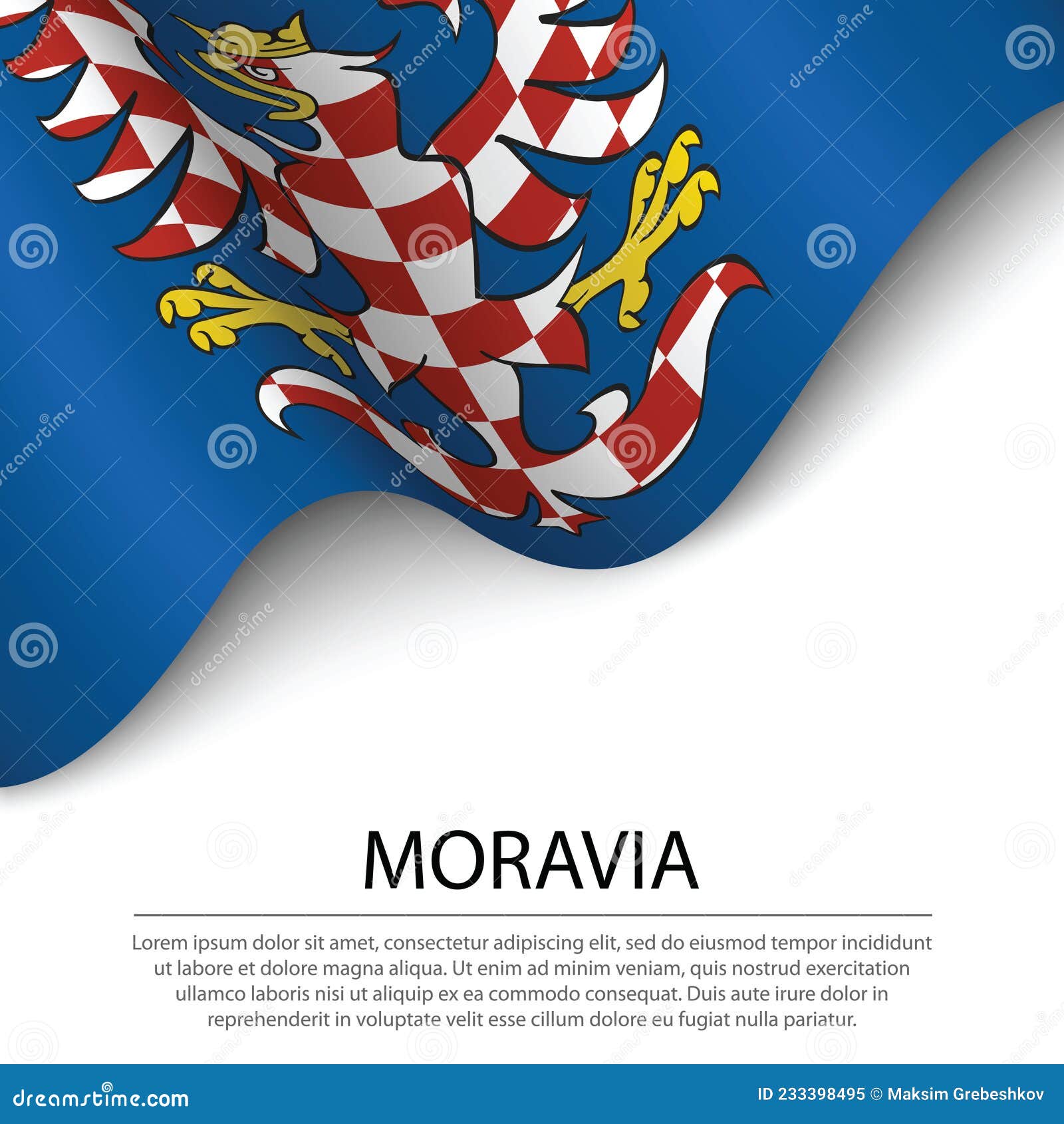 Waving Flag of Moravia on White Background. Banner or Ribbon Te Stock ...