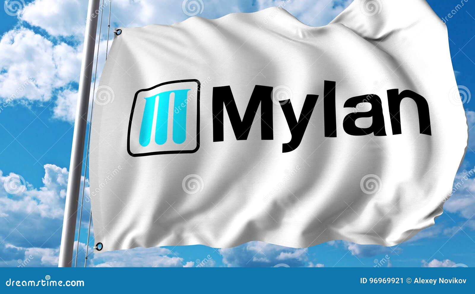Waving Flag with Mylan Logo. Editoial 3D Rendering Editorial Photo ...