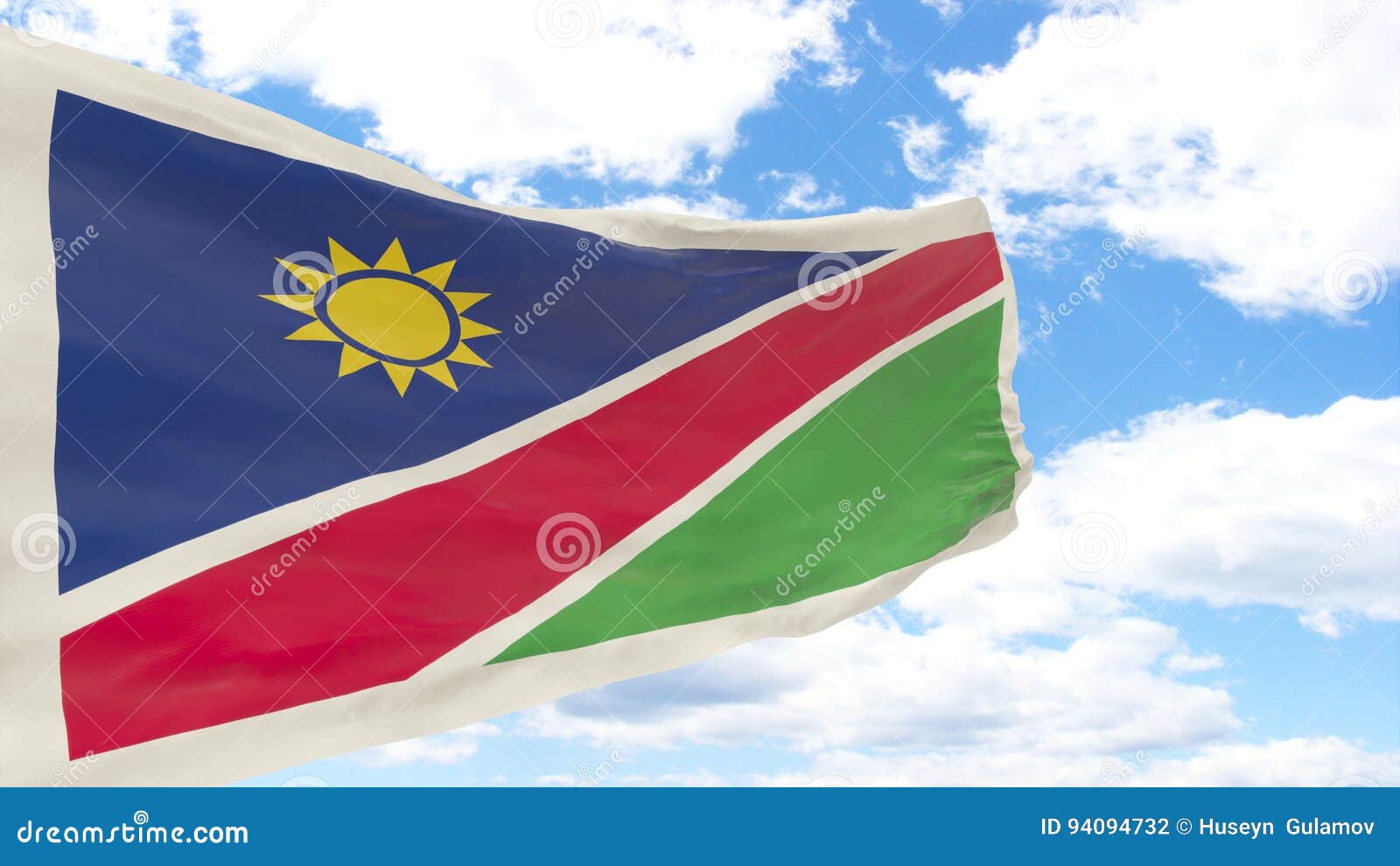 Waving Flag of Namibia on Blue Cloudy Sky. Stock Photo - Image of jong ...
