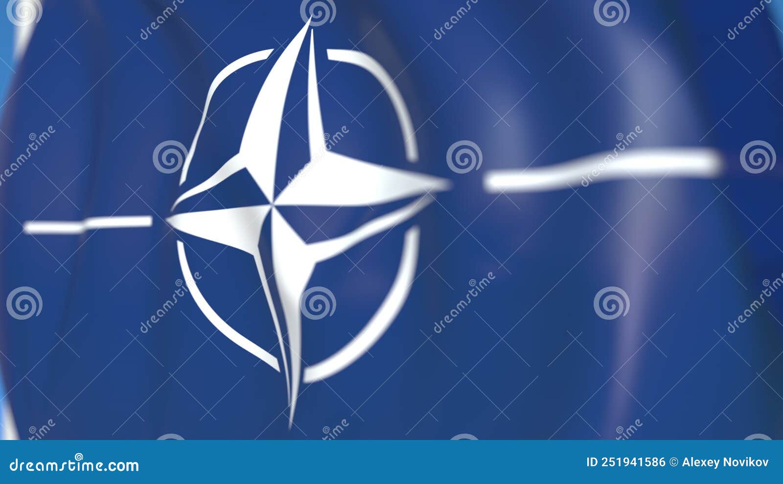 Waving Flag with NATO Logo, Close-up. Editorial 3D Rendering Editorial ...