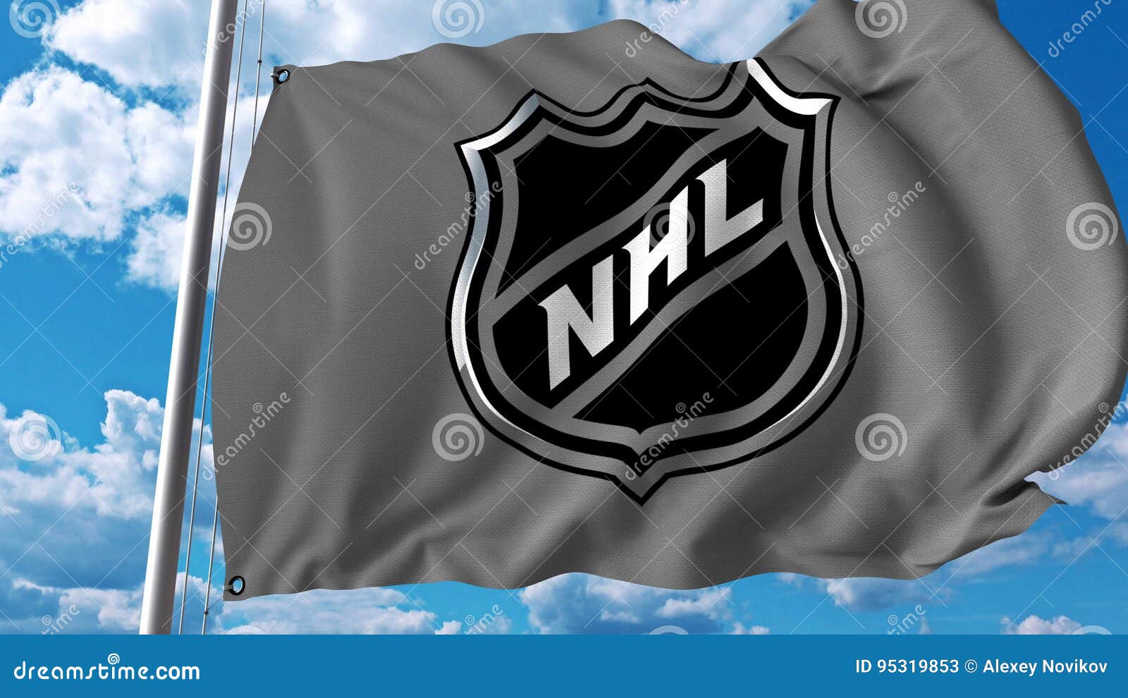 Waving Flag with NHL Logo. Editorial 3D Rendering Editorial Stock Photo ...