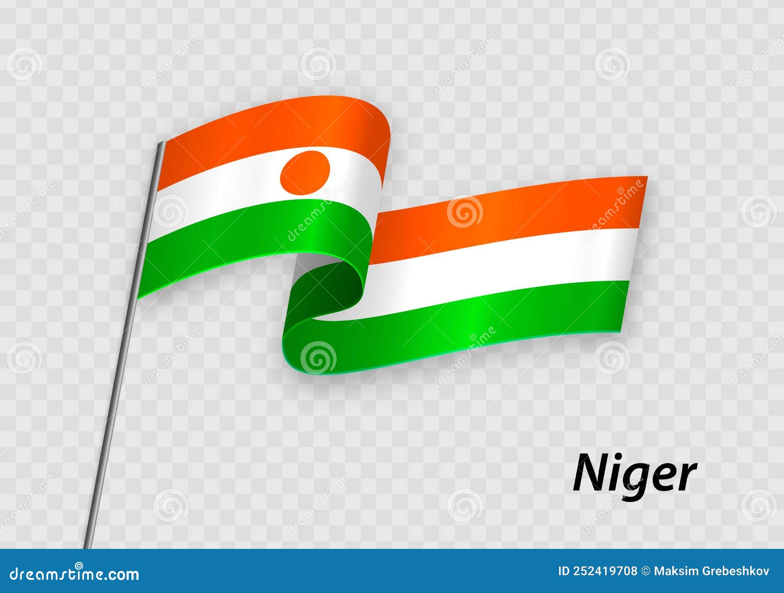 Waving Flag of Niger on Flagpole. Template for Independence Day Stock ...