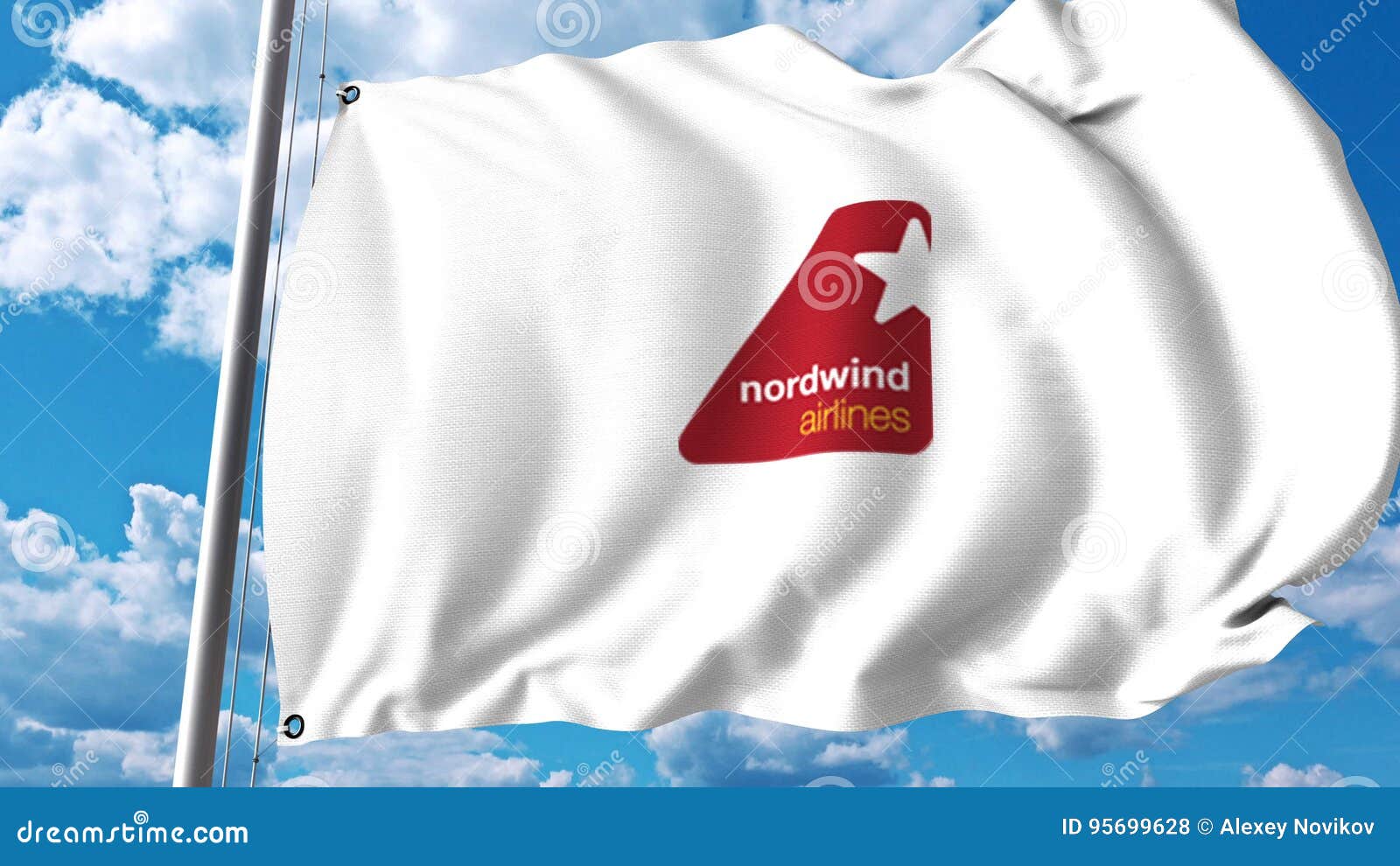 Waving Flag with Nordwind Airlines Logo. 3D Rendering Editorial Stock ...