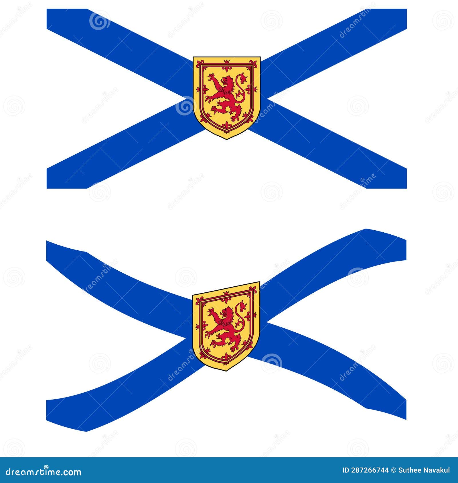 Waving Flag of Nova Scotia. Nova Scotia Flag on White Background. Flat ...
