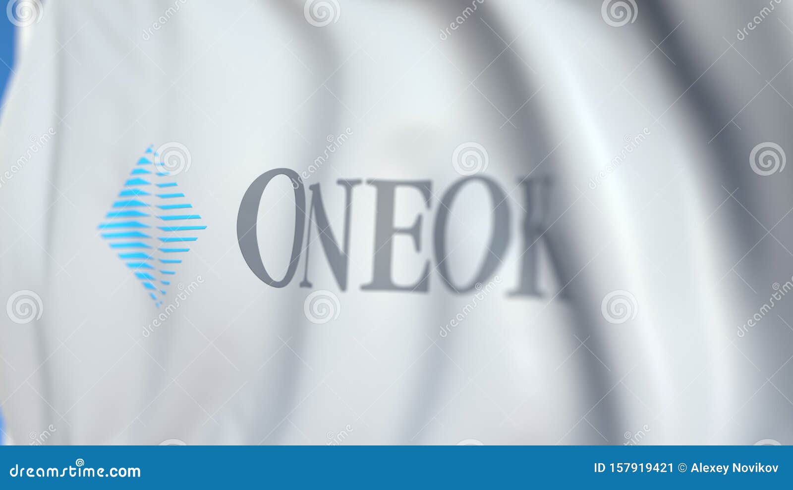 Waving Flag with ONEOK Logo, Close-up. Editorial Loopable 3D Animation ...