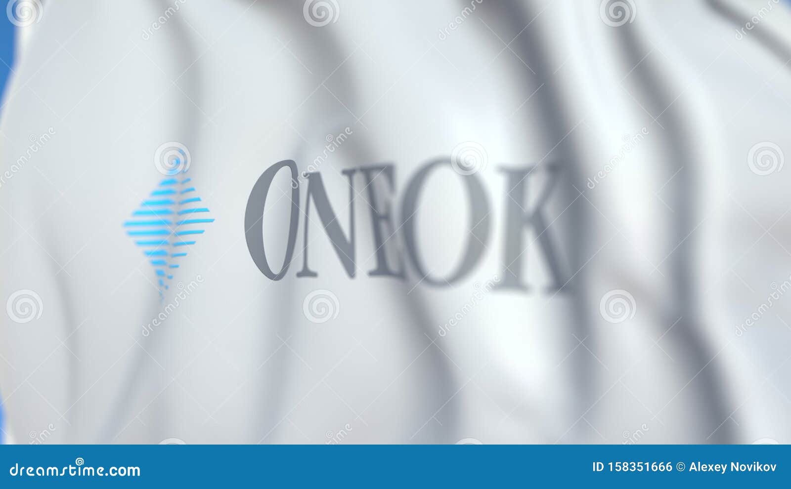 Waving Flag with ONEOK Logo, Close-up. Editorial 3D Rendering Editorial ...