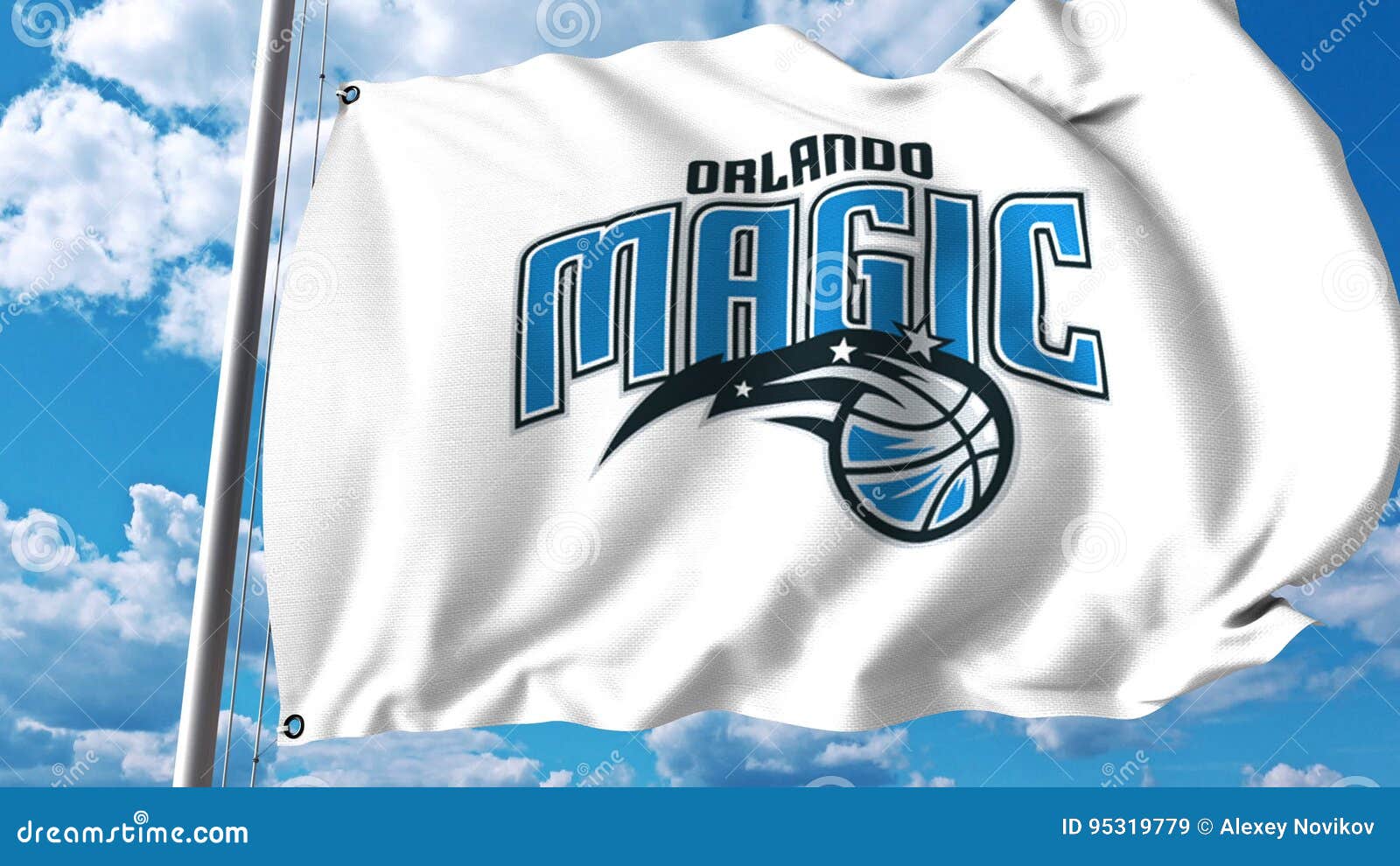 Waving Flag with Orlando Magic Professional Team Logo. Editorial 3D ...
