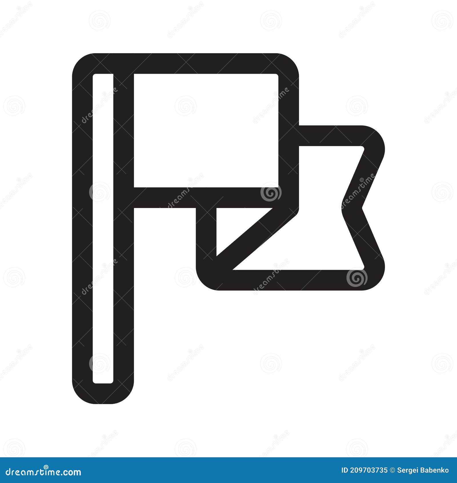 Waving Flag Outline Icon Isolated on White Background Stock Vector ...