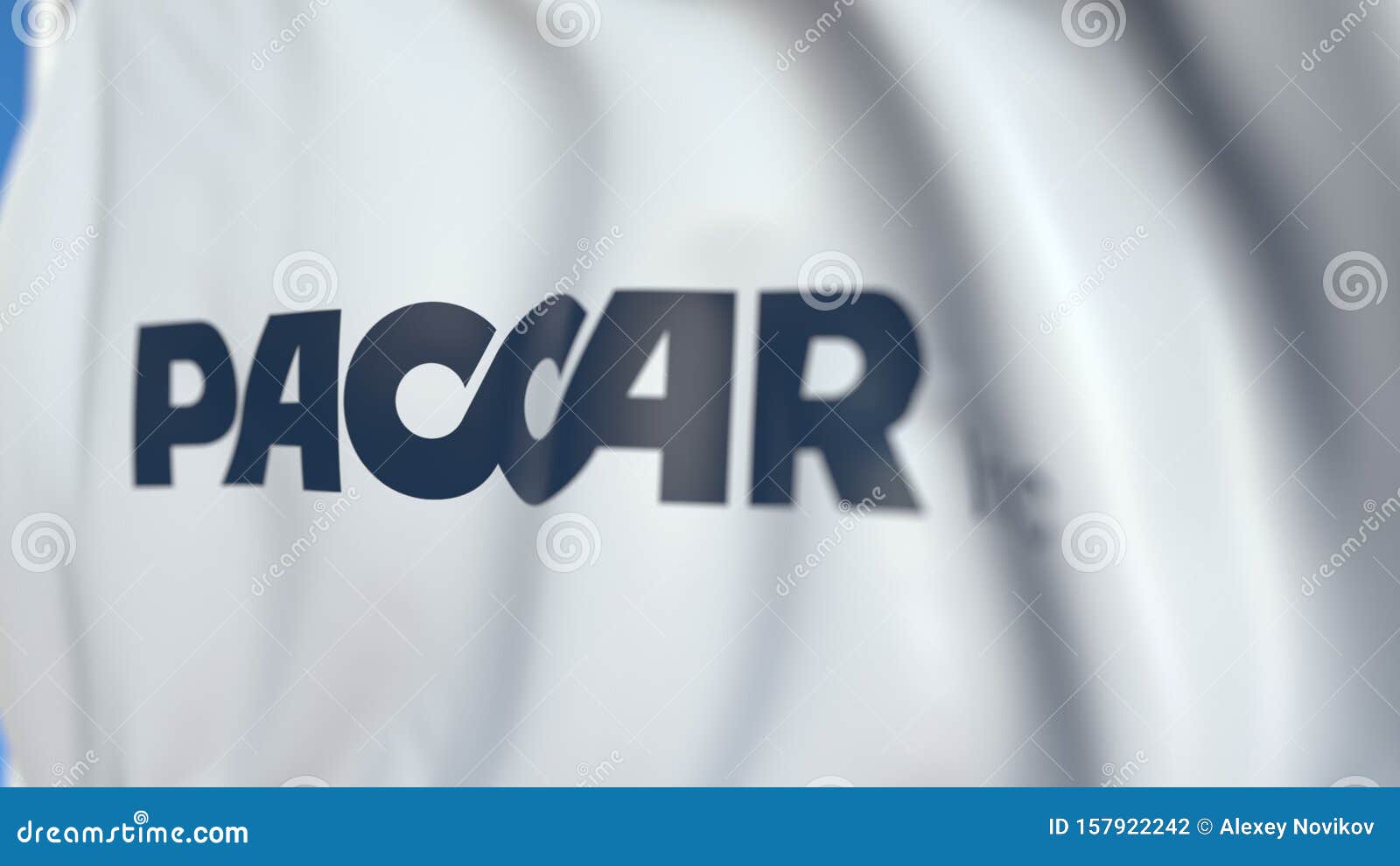 Waving Flag with Paccar Logo, Close-up. Editorial Loopable 3D Animation ...