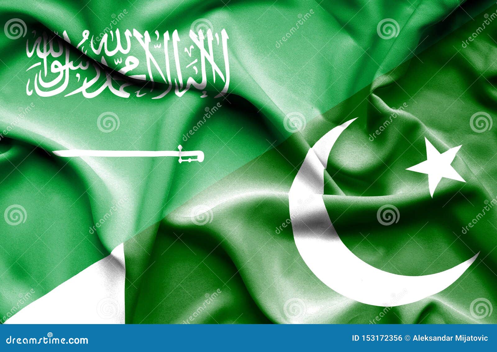 Waving Flag of Pakistan and Saudi Arabia Stock Illustration ...