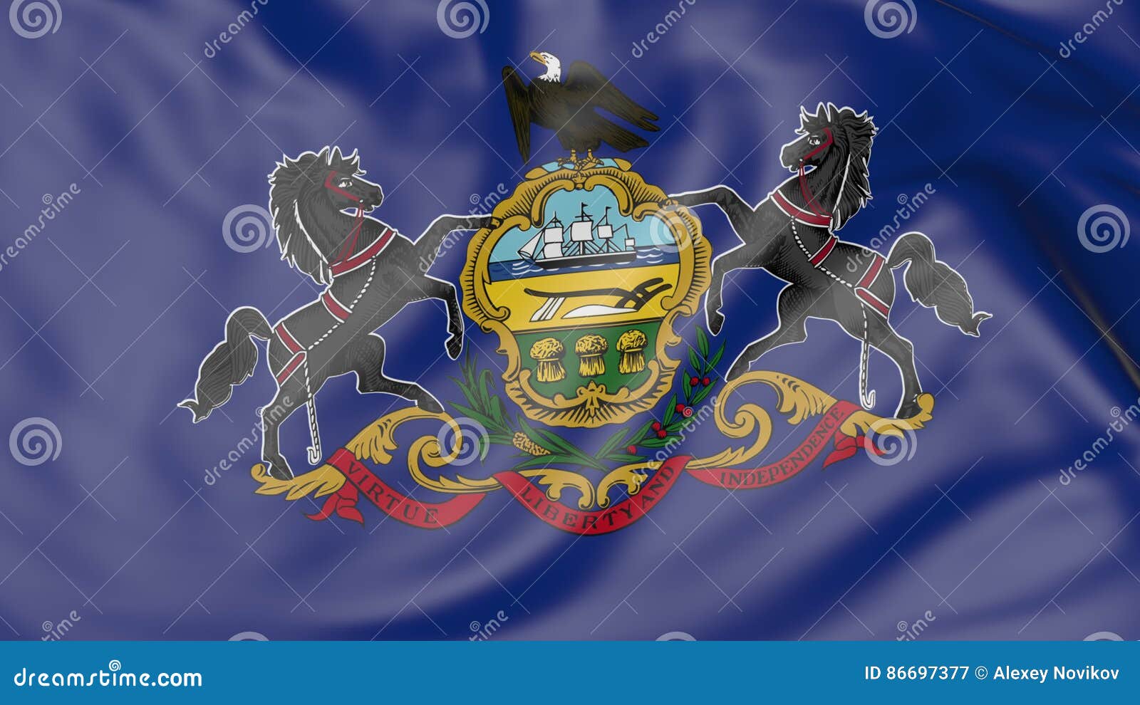 Waving Flag of Pennsylvania State. 3D Rendering Stock Image - Image of ...