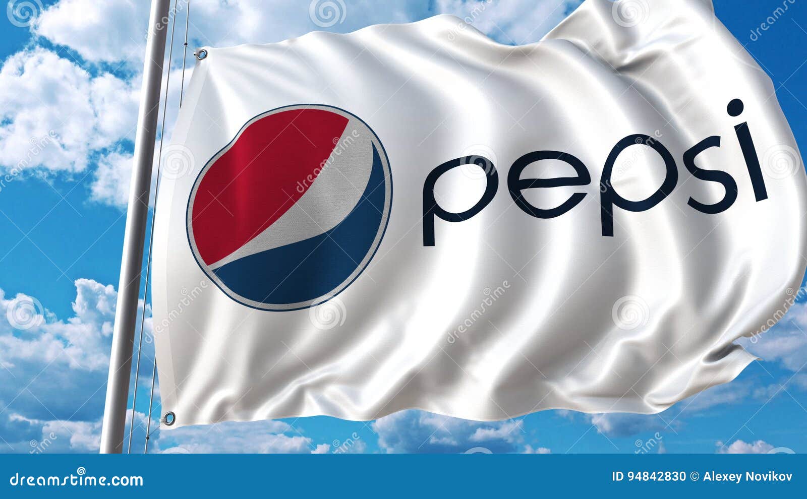 Waving Flag with Pepsi Logo Against Sky and Clouds. Editorial 3D ...