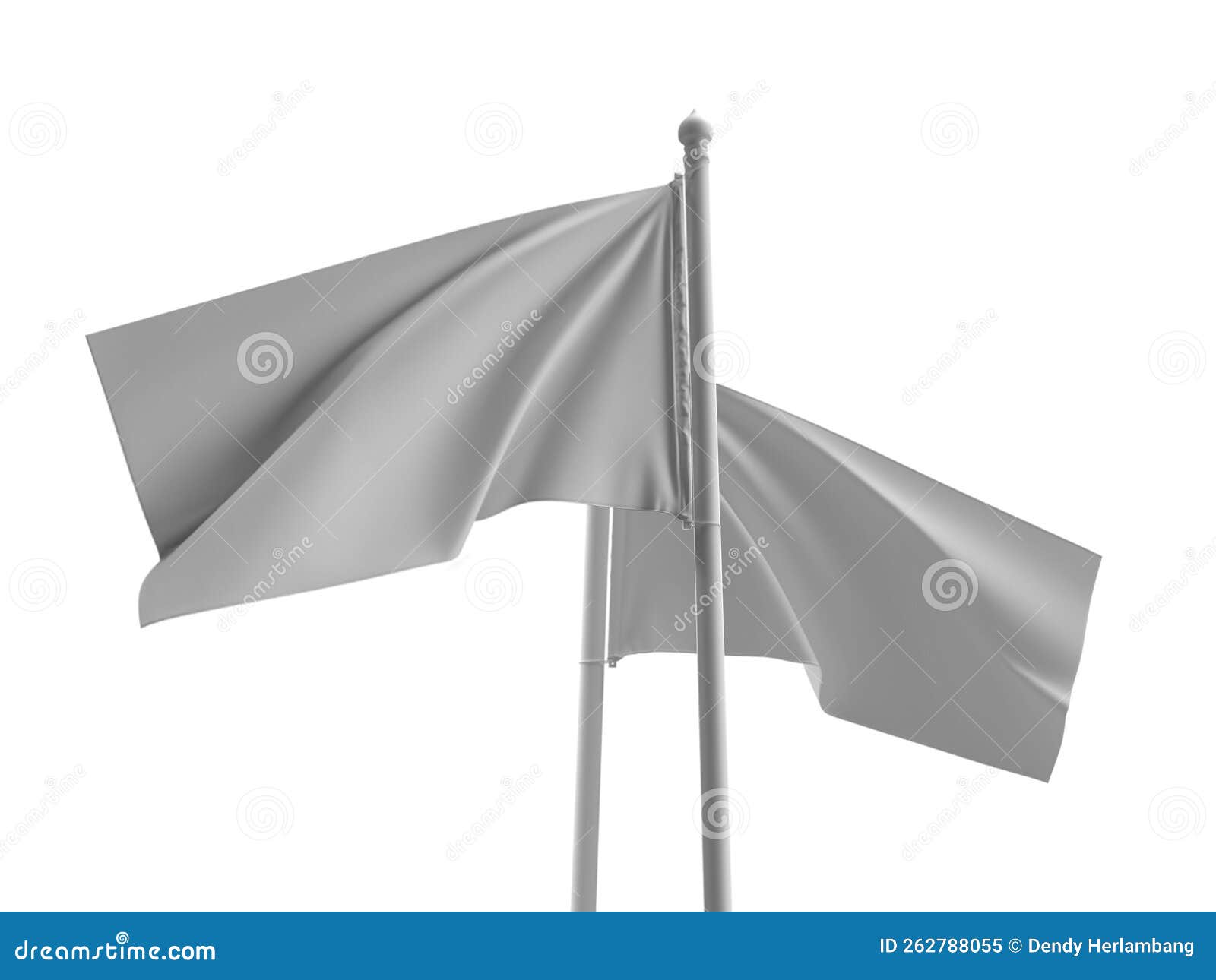 Waving Flag on Pole 3D Illustration Mockup Scene Stock Illustration ...