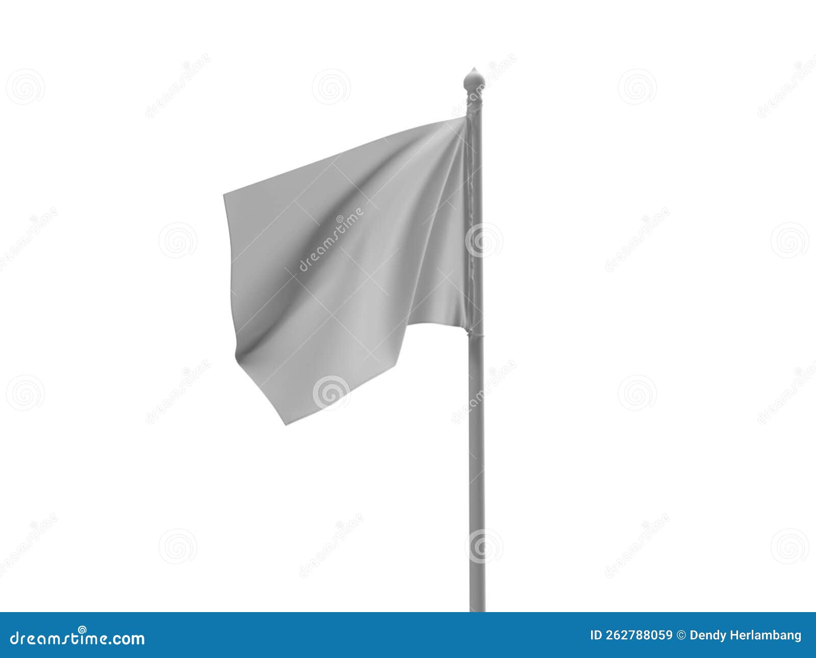 Waving Flag on Pole 3D Illustration Mockup Scene Stock Illustration ...