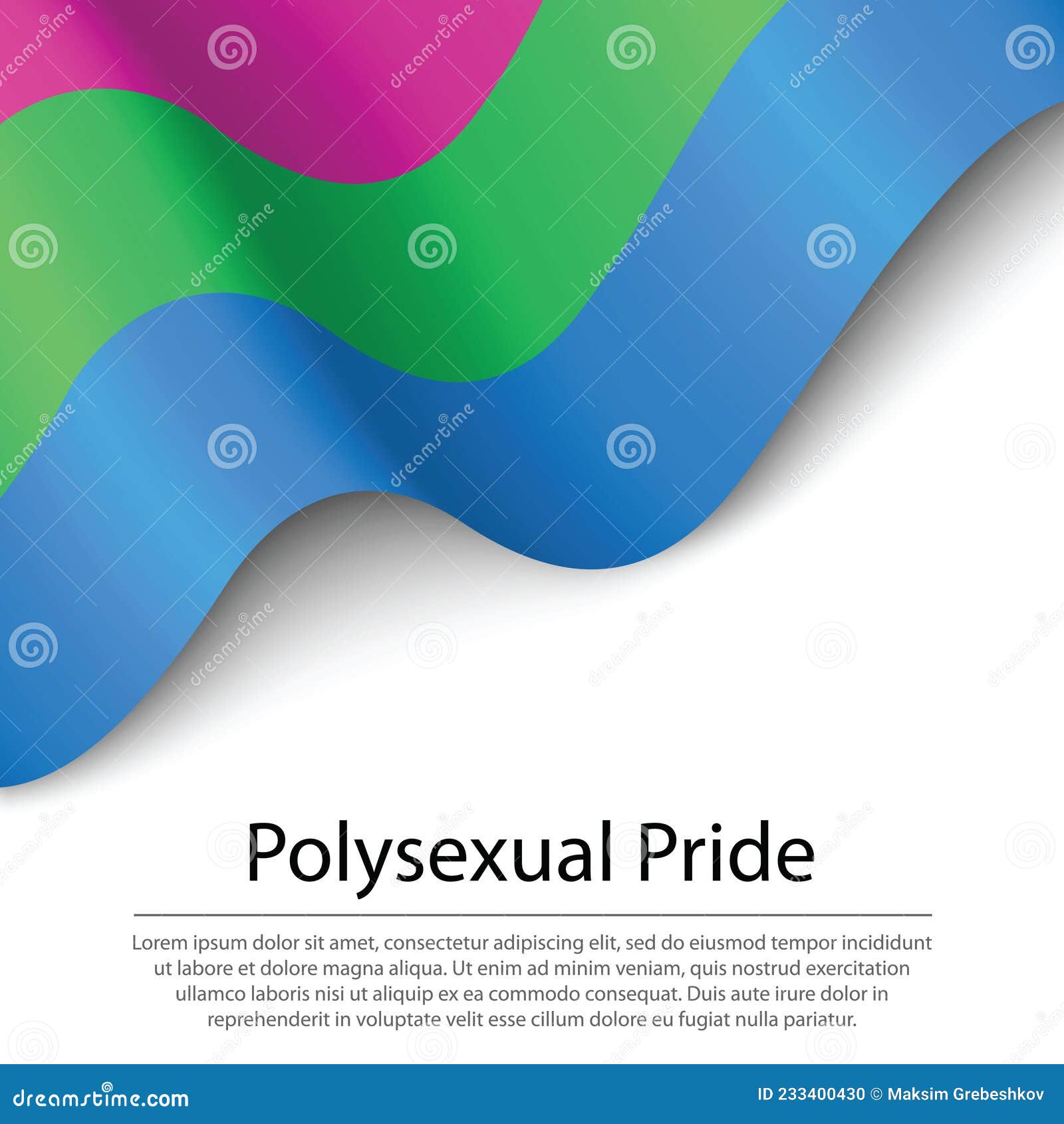 Waving Flag Of Polysexual Pride On White Background Banner Or R Stock