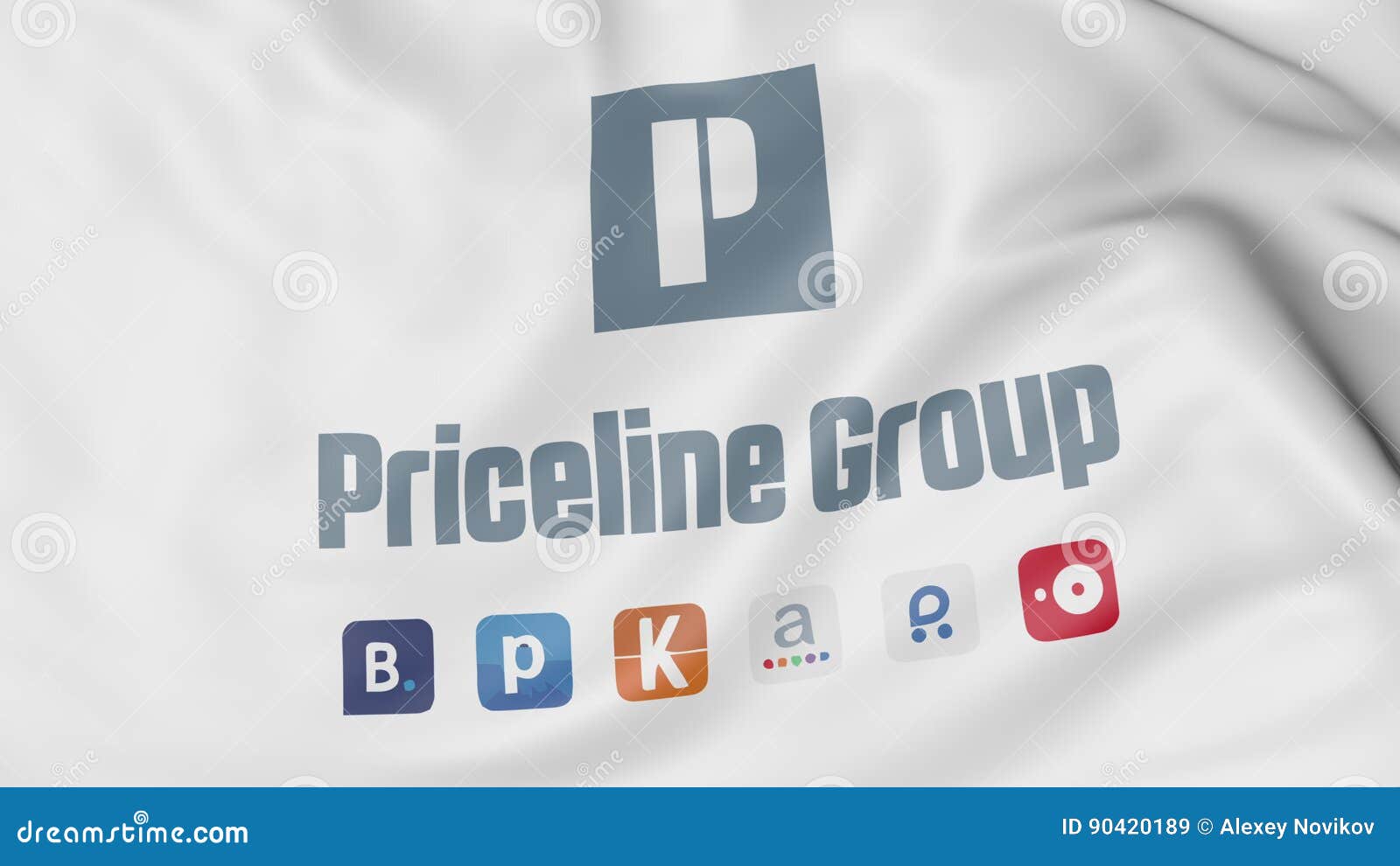 Waving Flag with the Priceline Group Logo. Editorial 3D Rendering ...