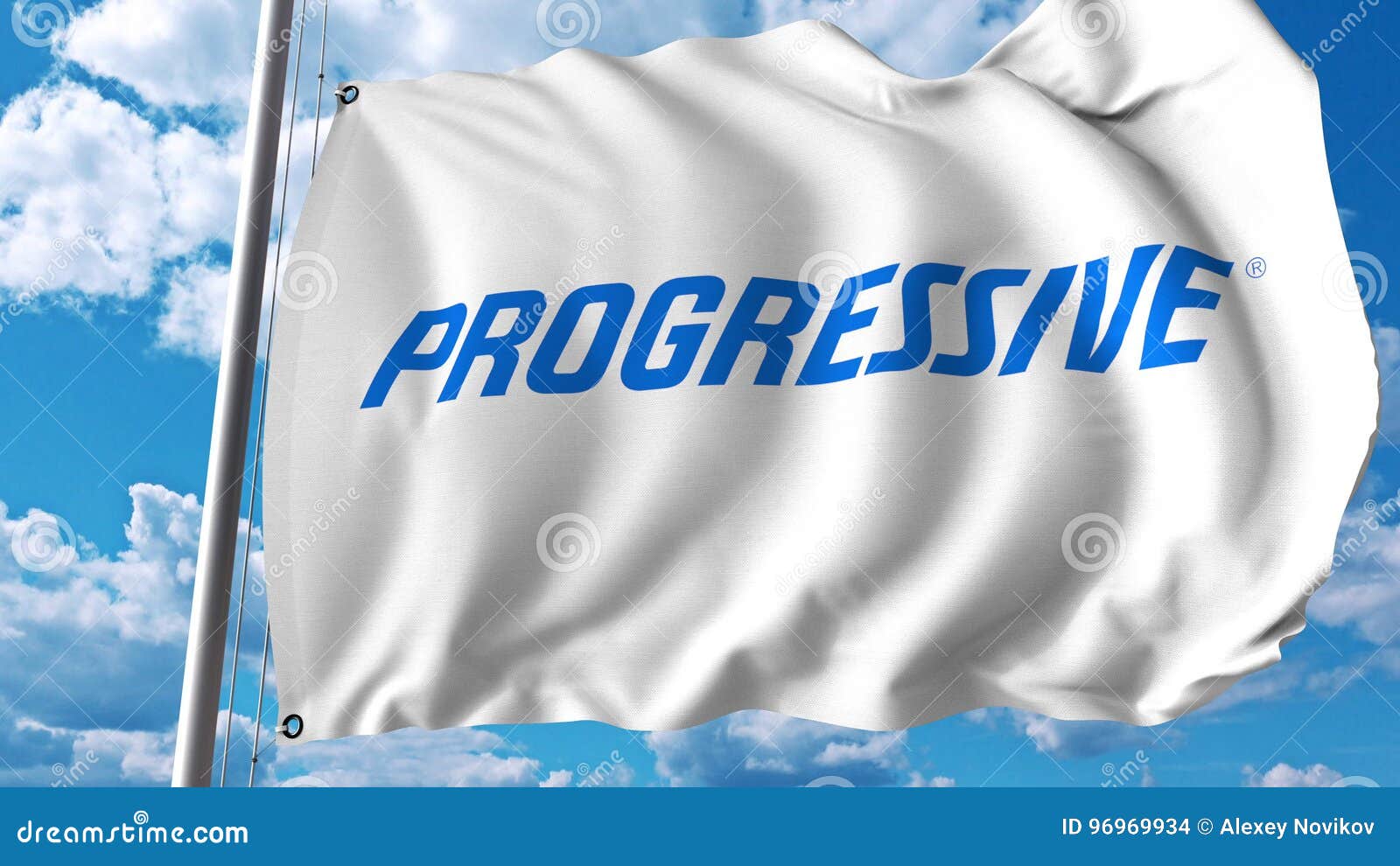 Waving Flag with Progressive Corporation Logo. Editoial 3D Rendering ...