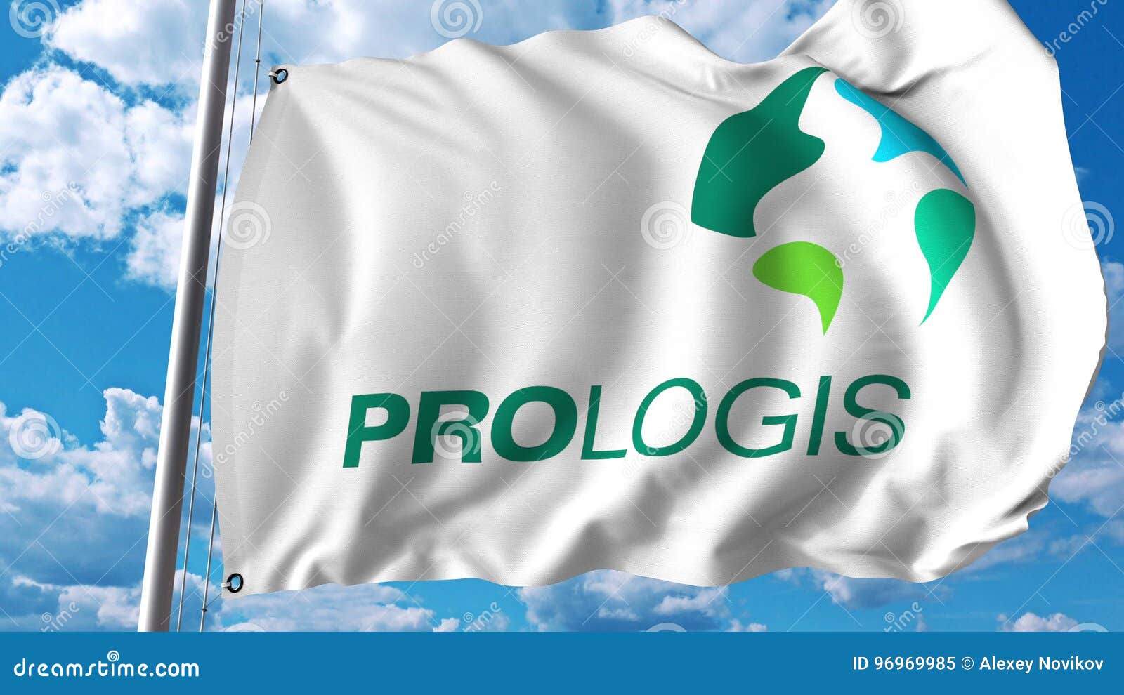 Waving Flag with Prologis Logo. Editoial 3D Rendering Editorial Image ...