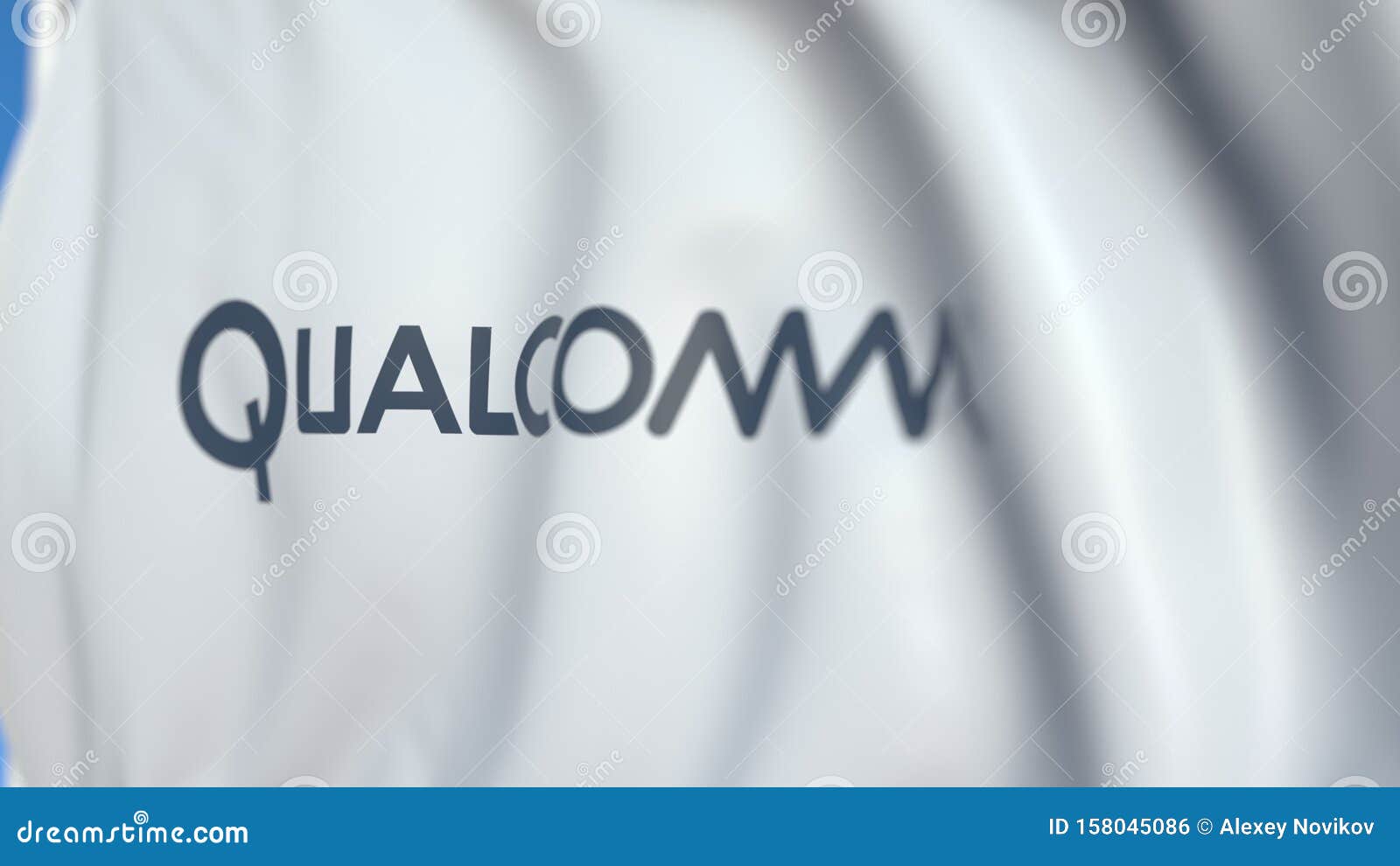 Waving Flag with Qualcomm Logo, Close-up. Editorial Loopable 3D ...