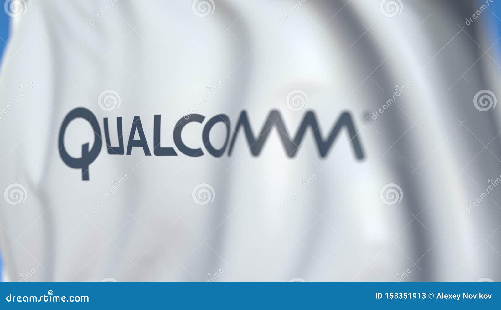 Waving Flag with Qualcomm Logo, Close-up. Editorial 3D Rendering ...