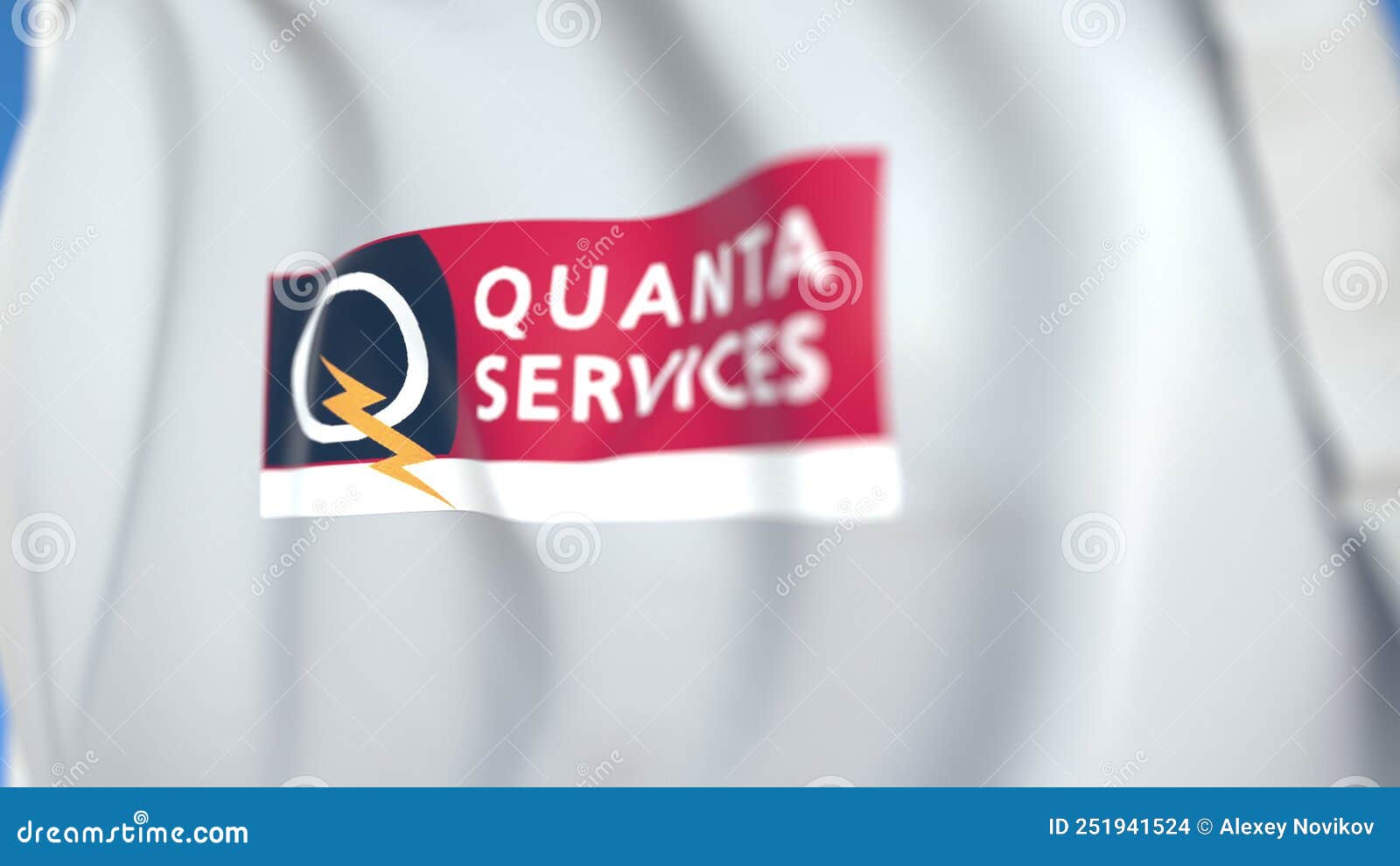 Waving Flag with Quanta Services Logo, Close-up. Editorial 3D Rendering ...