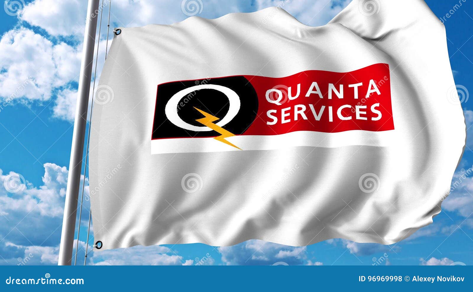 Waving Flag with Quanta Services Logo. Editoial 3D Rendering Editorial ...