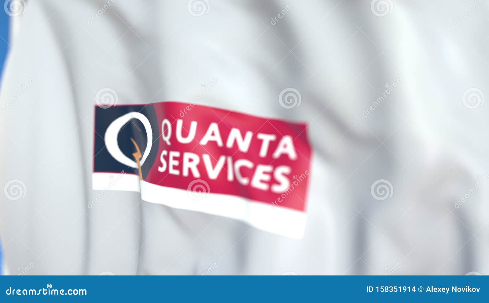 Waving Flag with Quanta Services Logo, Close-up. Editorial 3D Rendering ...
