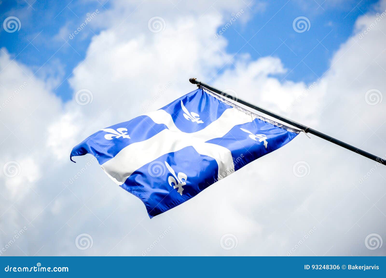 The waving flag of Quebec stock photo. Image of background - 93248306