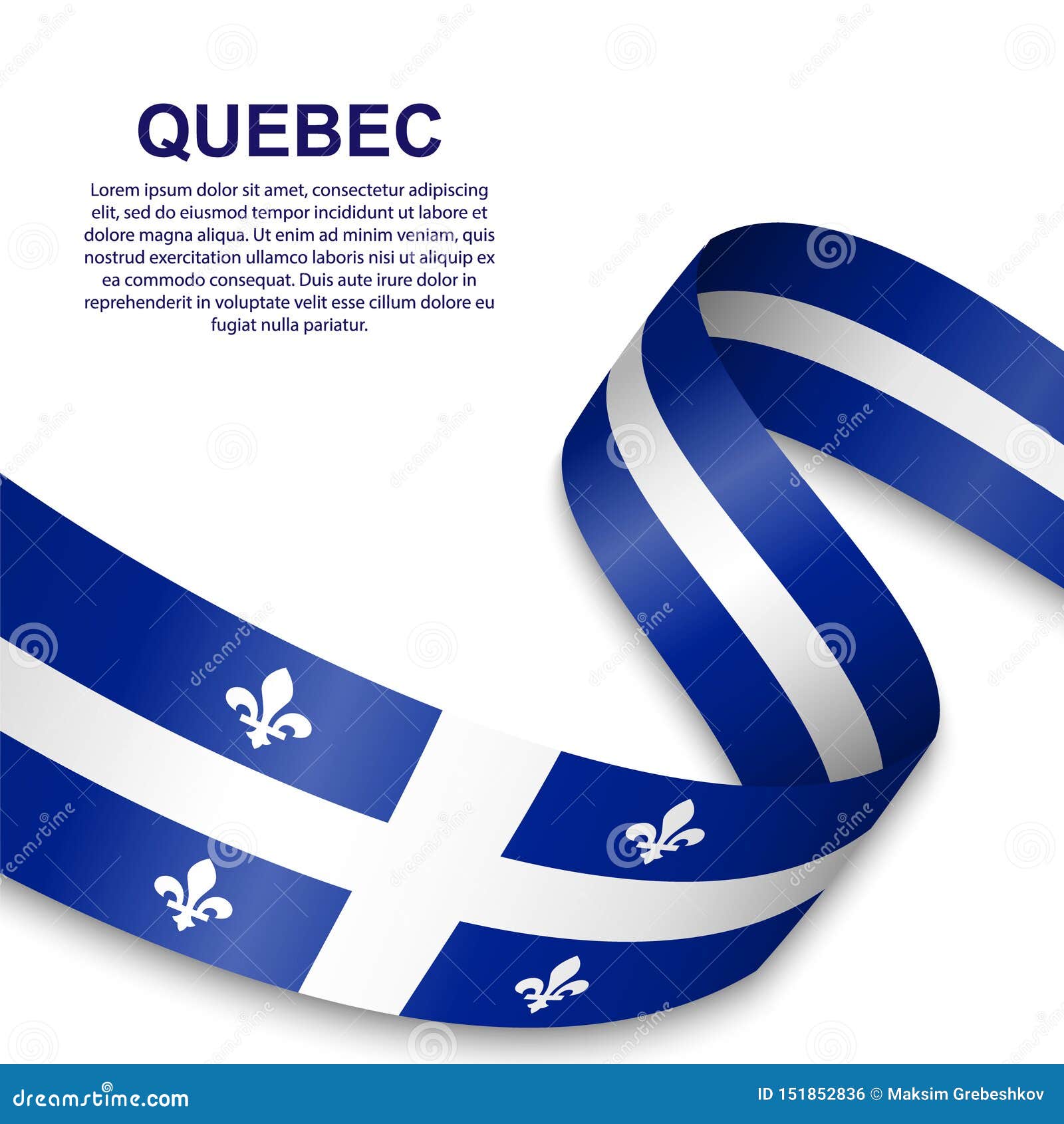 Waving flag of Quebec stock illustration. Illustration of ribbon ...