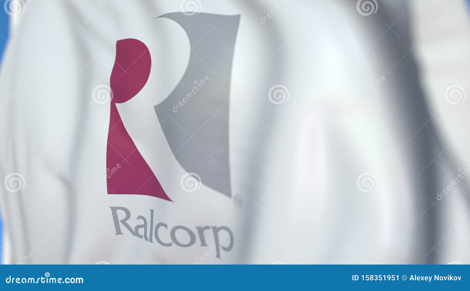 Flying Flag with Ralcorp Logo, Close-up. Editorial 3D Rendering ...