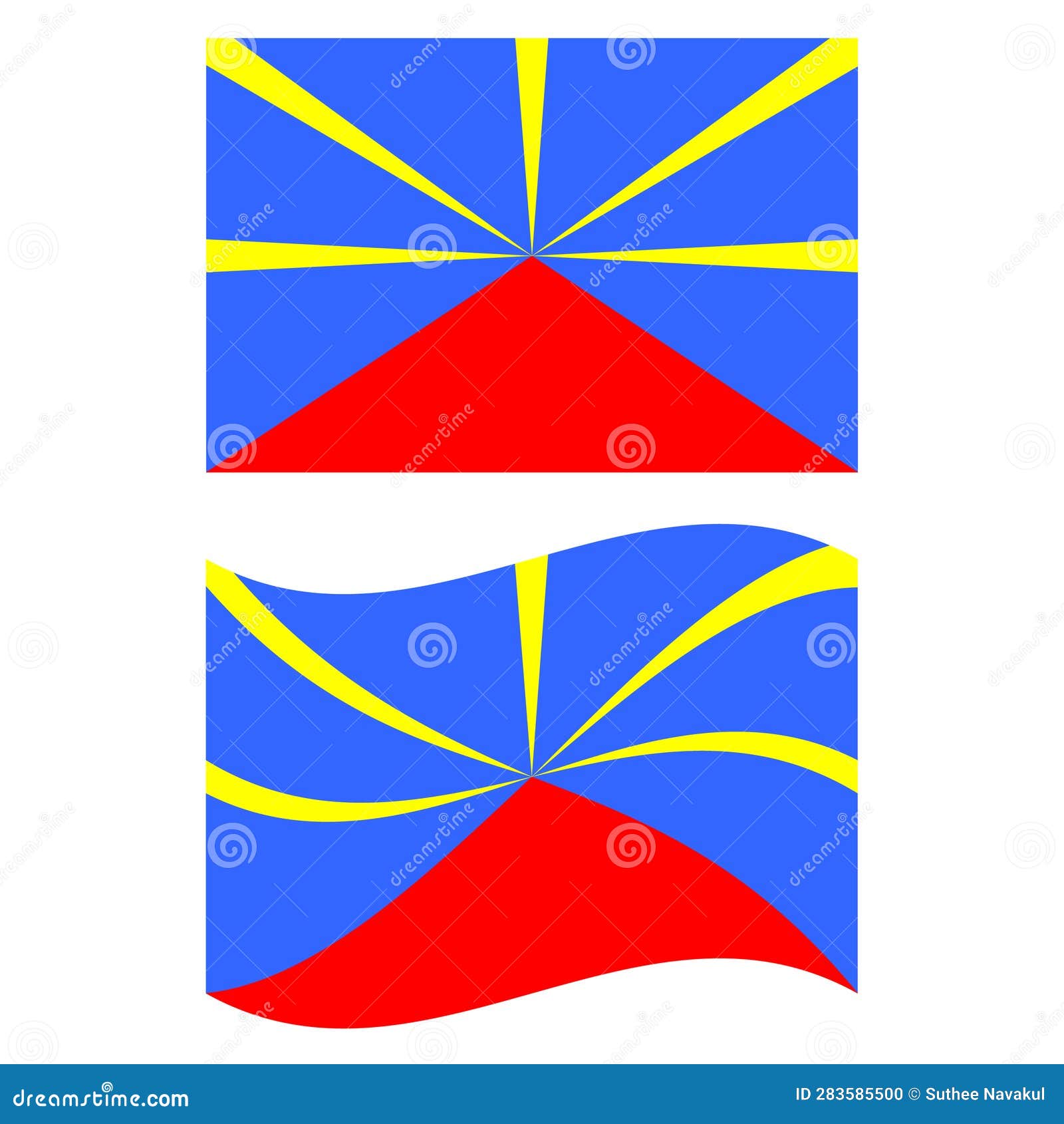 Waving Flag of Reunion. Reunion Flag on White Background. La Reunion ...