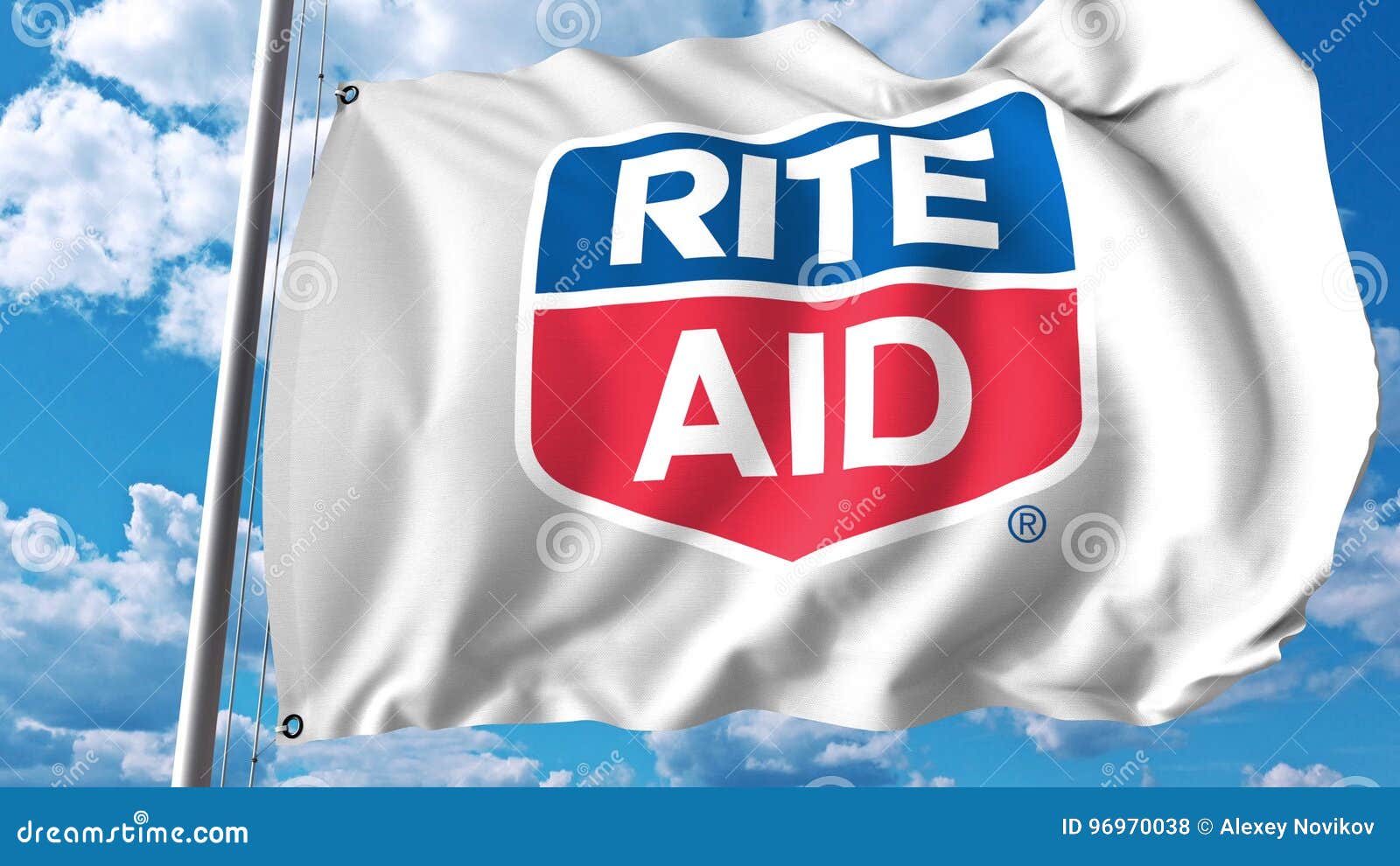 Waving Flag with Rite Aid Logo. Editoial 3D Rendering Editorial Stock ...