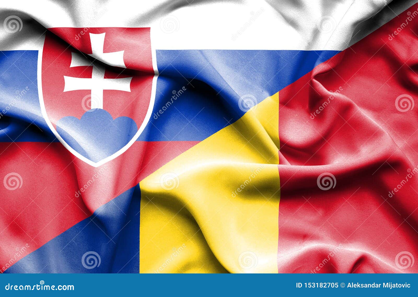 Waving Flag of Romania and Slovak Stock Illustration - Illustration of ...