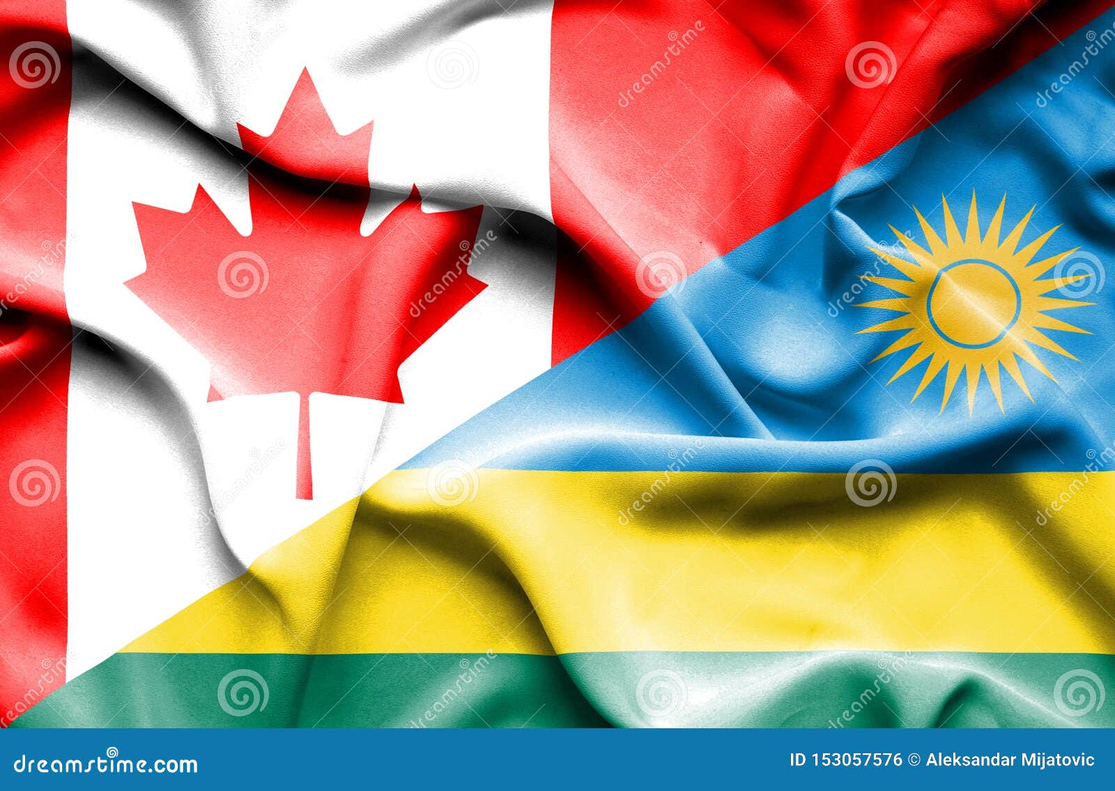 Waving Flag of Rwanda and Canada Stock Illustration - Illustration of ...