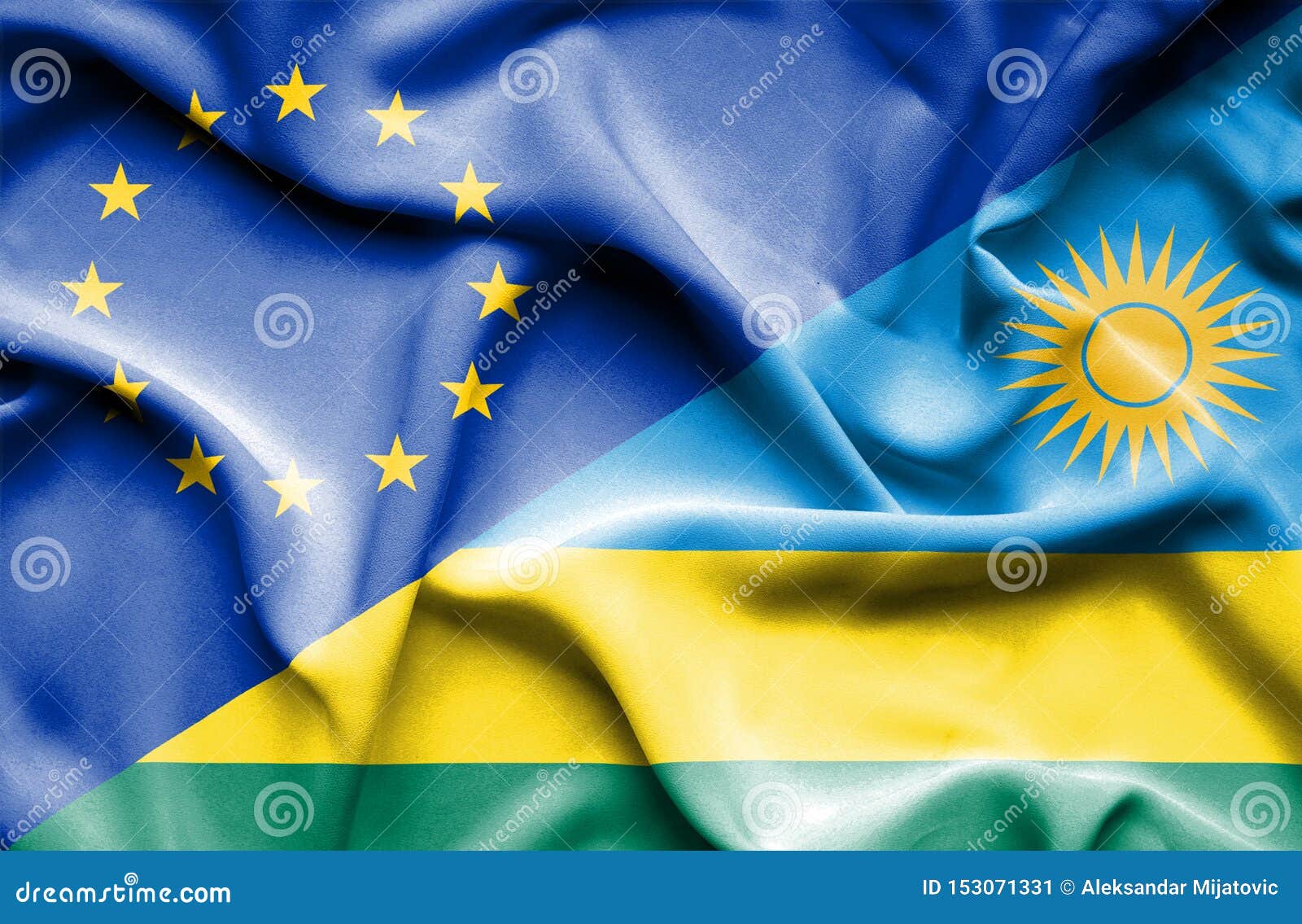 Waving Flag of Rwanda and EU Stock Image - Image of cooperation ...