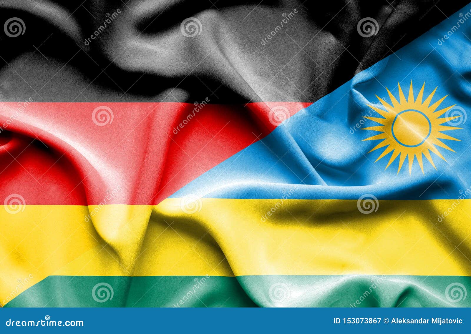 Waving Flag of Rwanda and Germany Stock Illustration - Illustration of ...