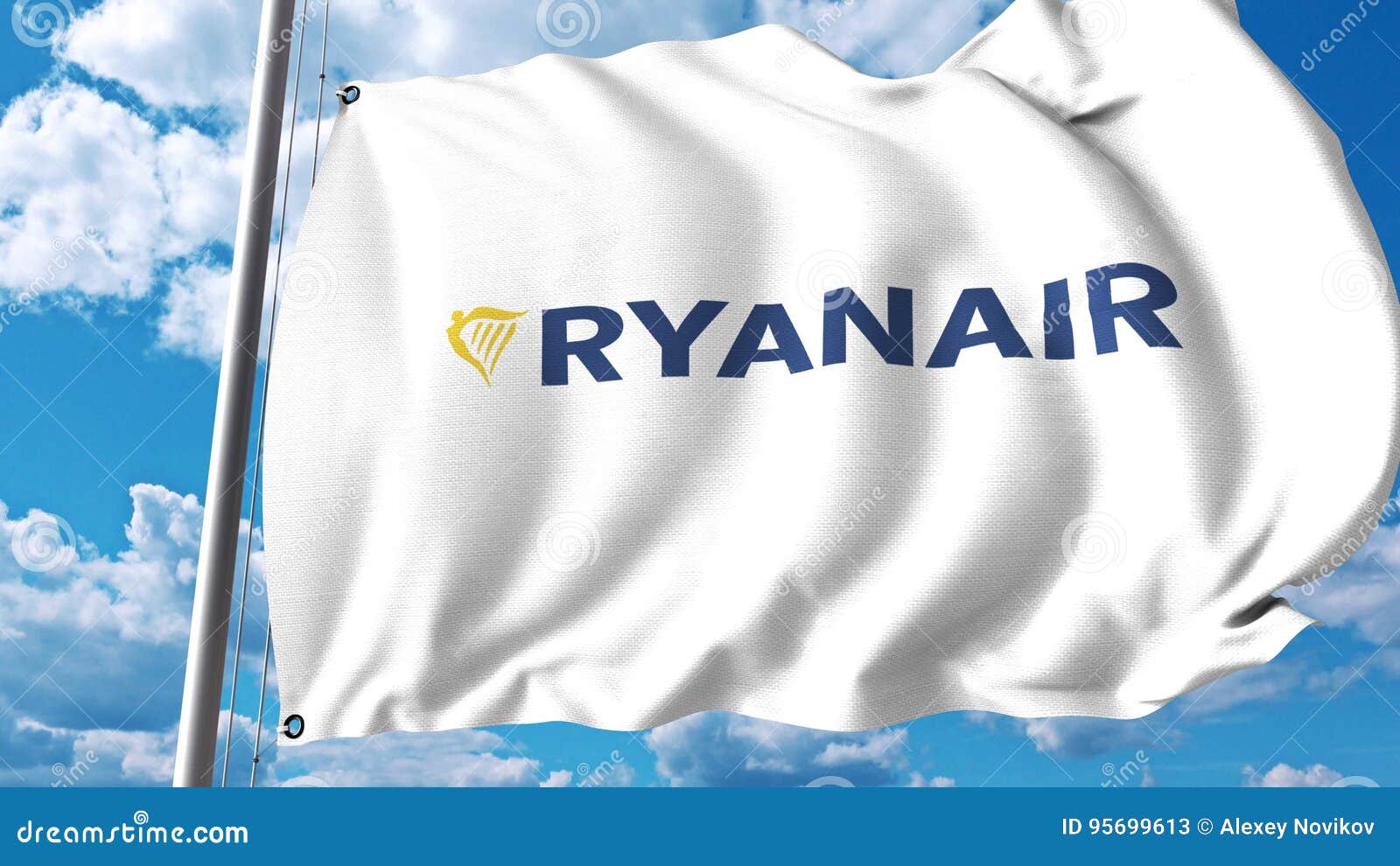 Waving Flag with Ryanair Logo. 3D Rendering Editorial Stock Photo ...