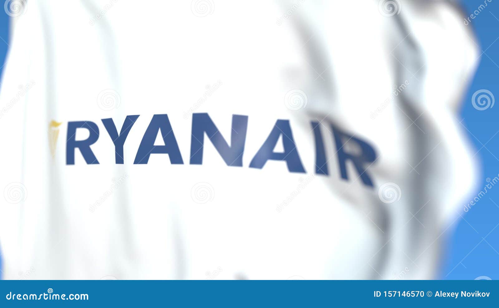 Waving Flag with Ryanair Logo, Close-up. Editorial 3D Rendering ...