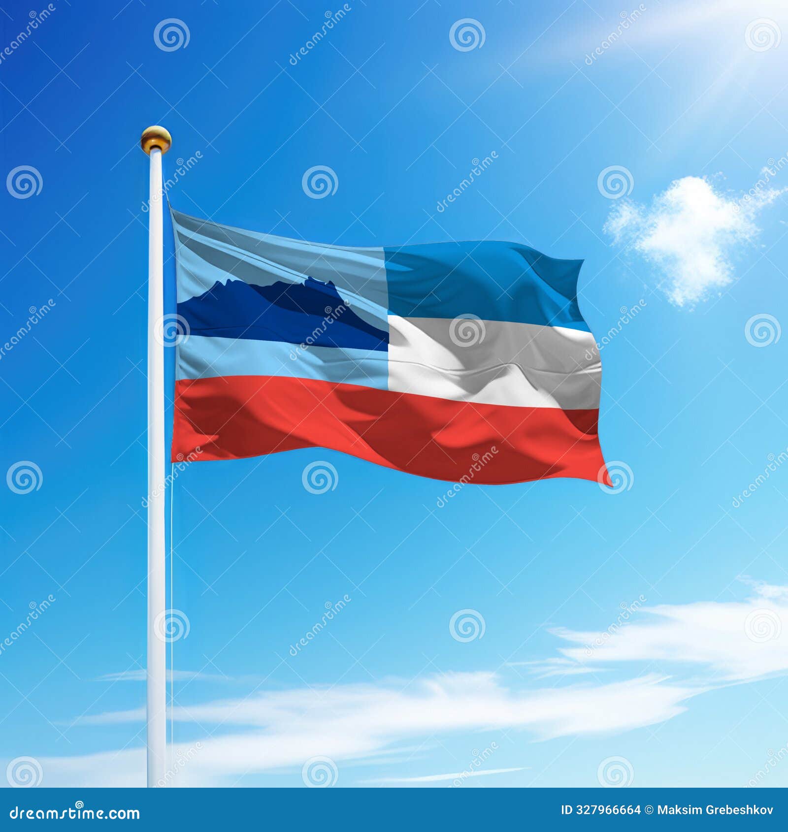 Waving Flag of Sabah is a State of Malaysia on Flagpole Stock ...