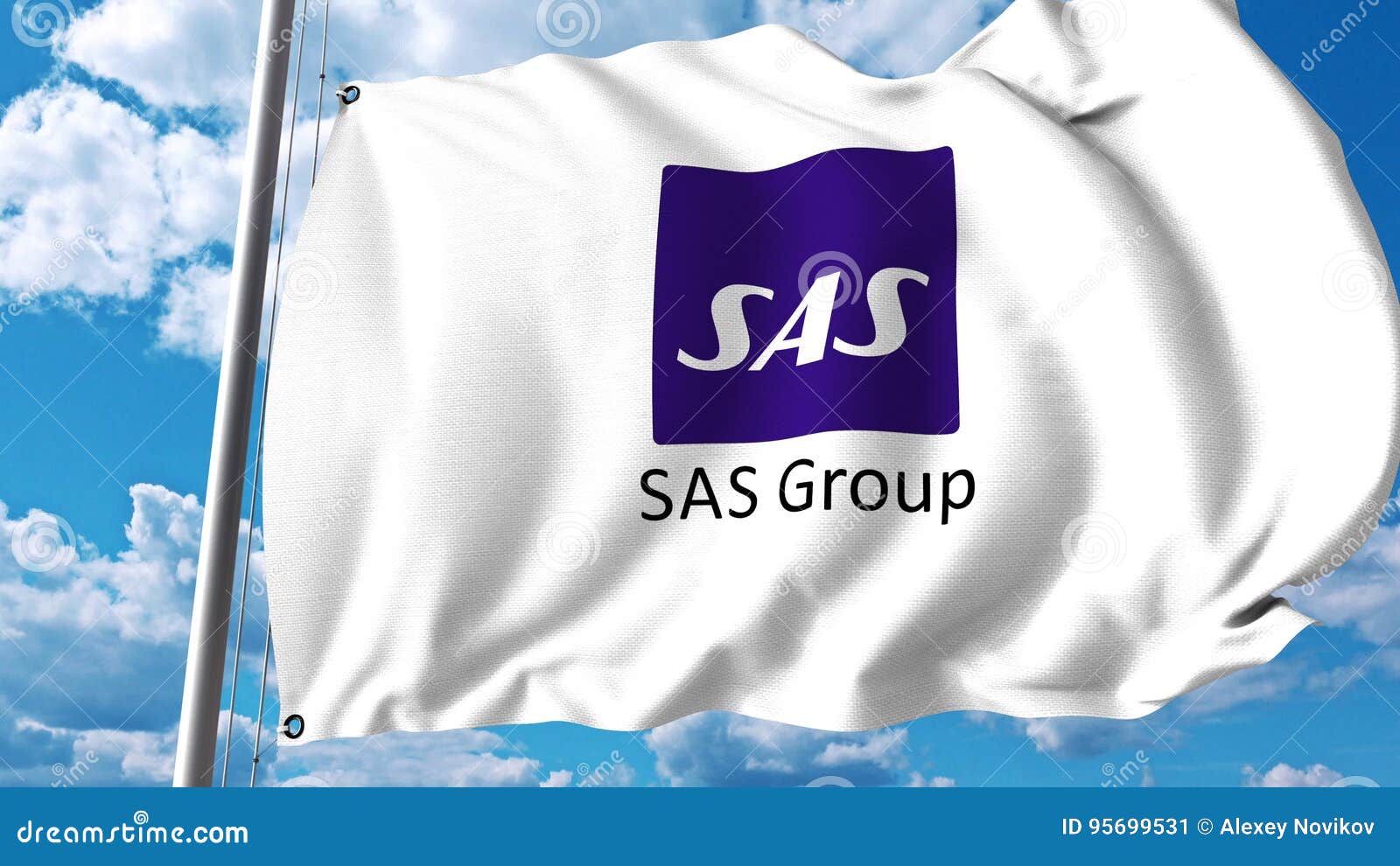 Waving Flag with SAS Group Logo. 3D Rendering Editorial Photo ...