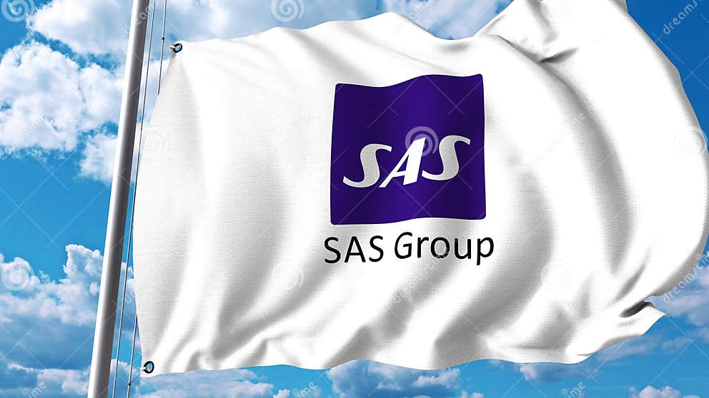 Waving Flag with SAS Group Logo. 3D Rendering Editorial Photo ...