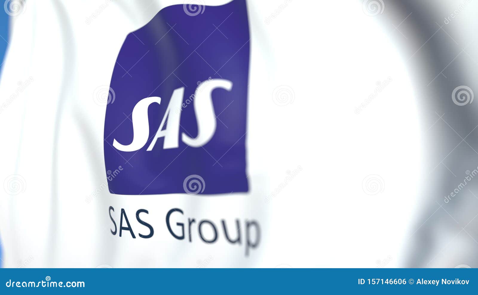 Waving Flag with SAS Group Logo, Close-up. Editorial 3D Rendering ...