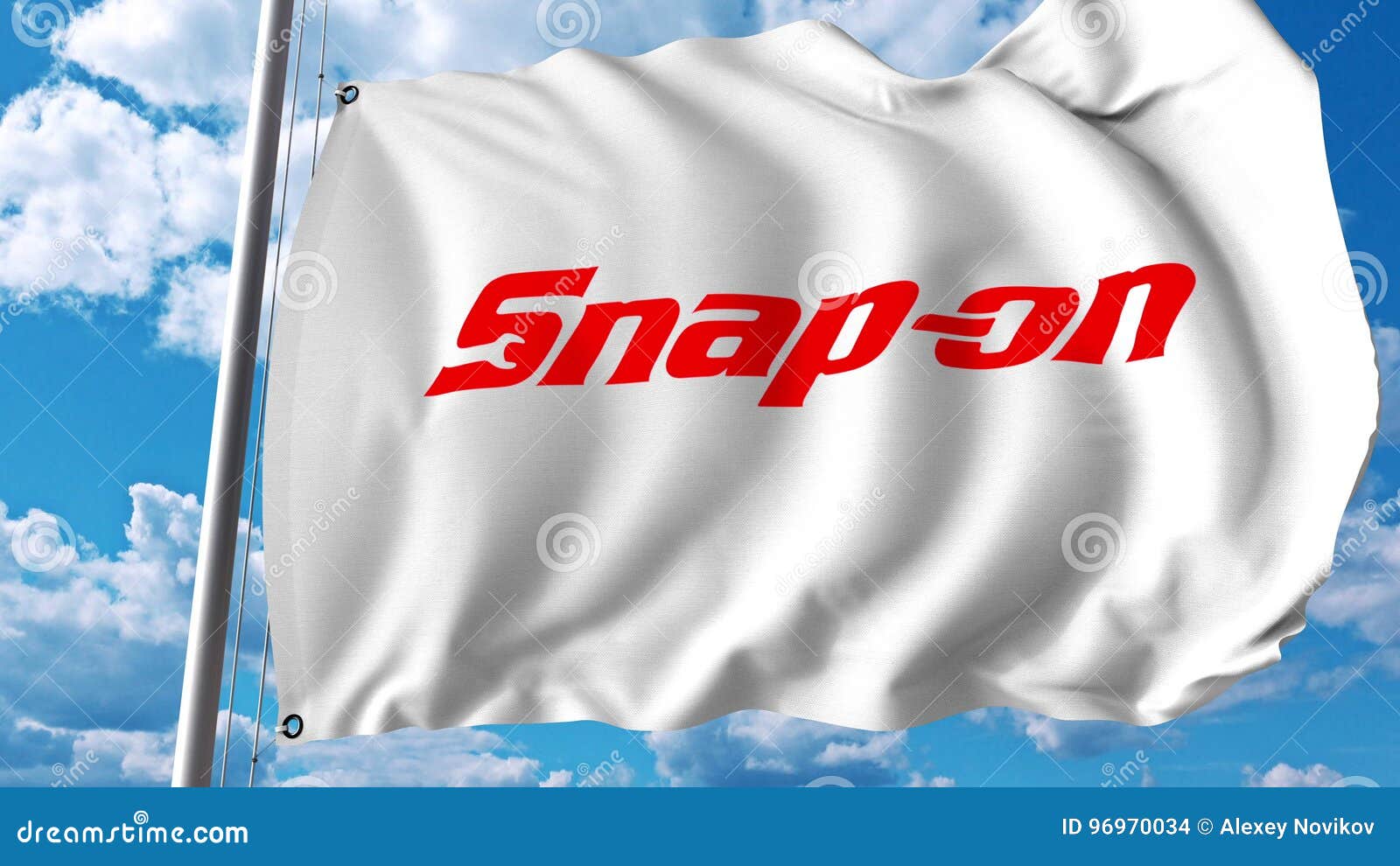 Waving Flag with Snap-on Logo. Editoial 3D Rendering Editorial Stock ...