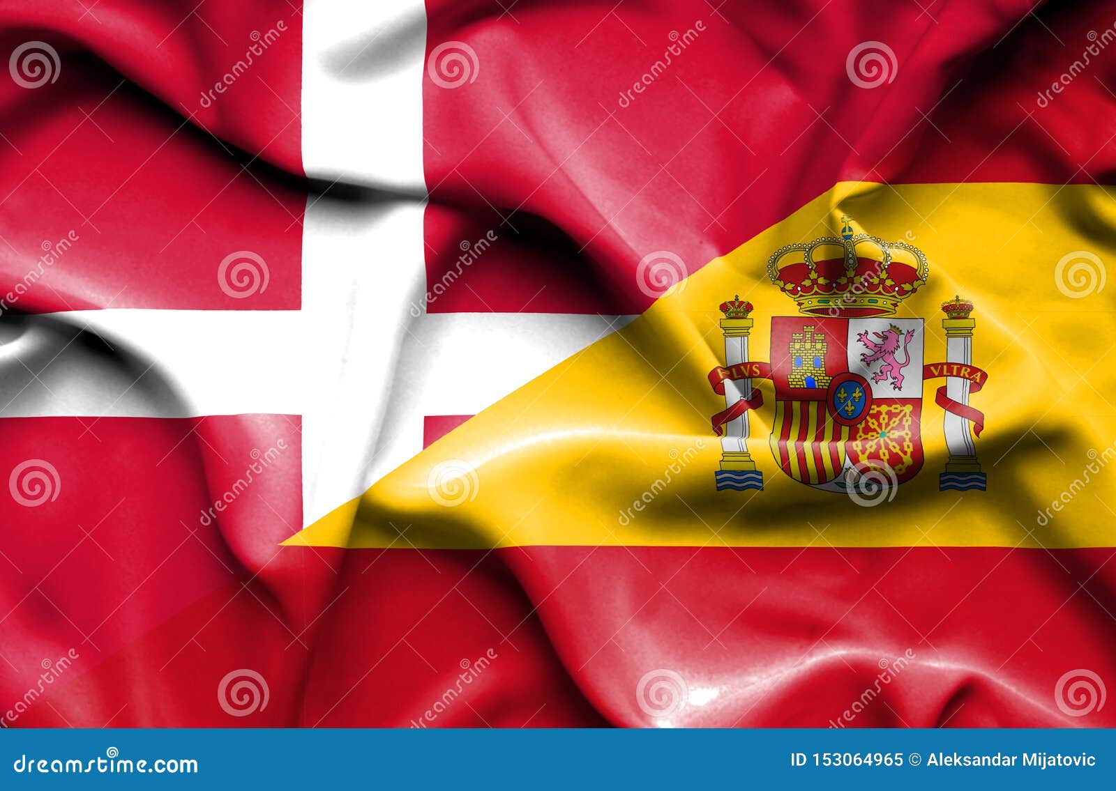 Waving Flag of Spain and Denmark Stock Illustration - Illustration of ...